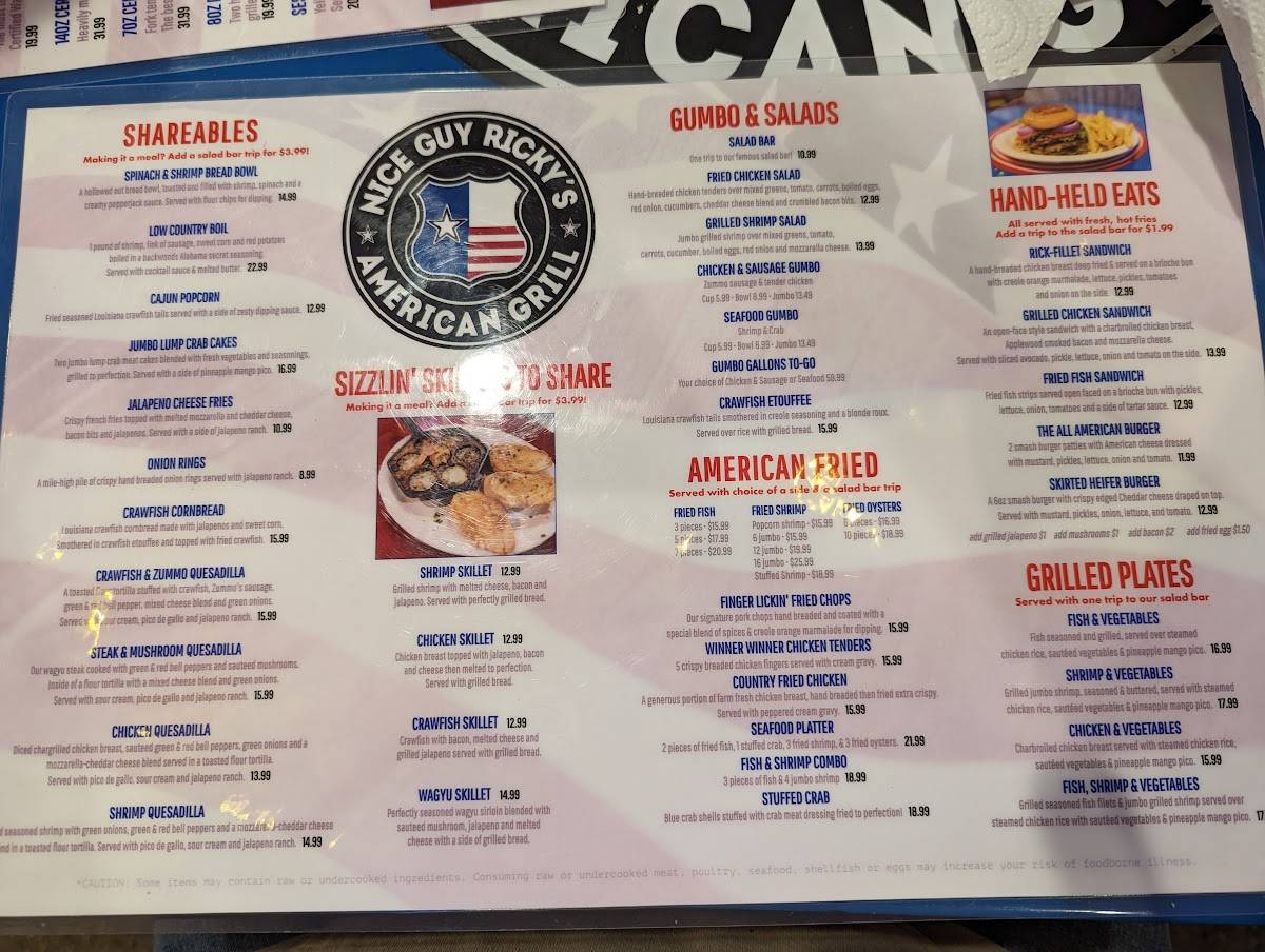 Menu at Nice Guy Ricky’s American Grill of Lumberton restaurant ...