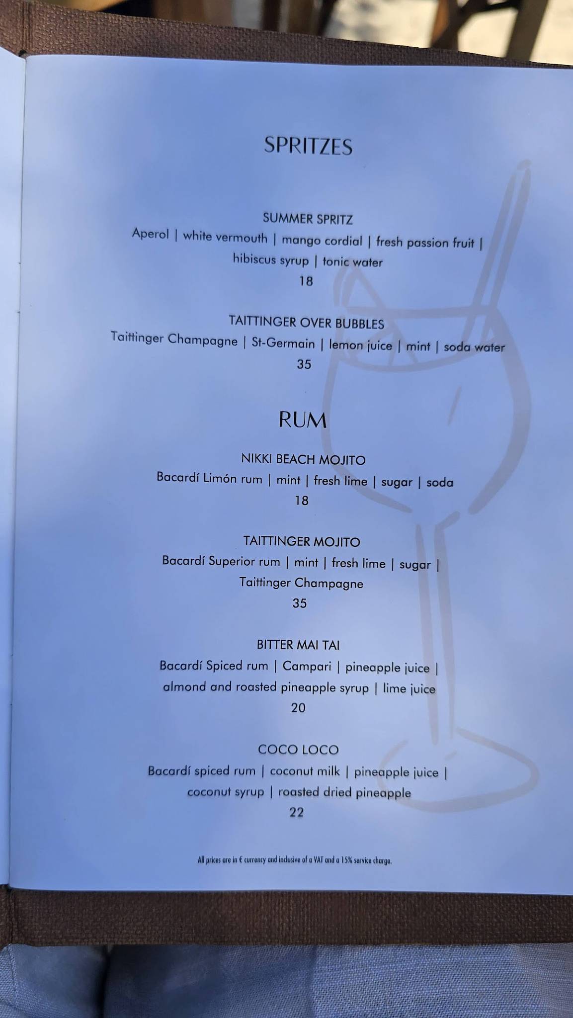 Menu at Nikki Beach Ibiza restaurant, S'Argamassa