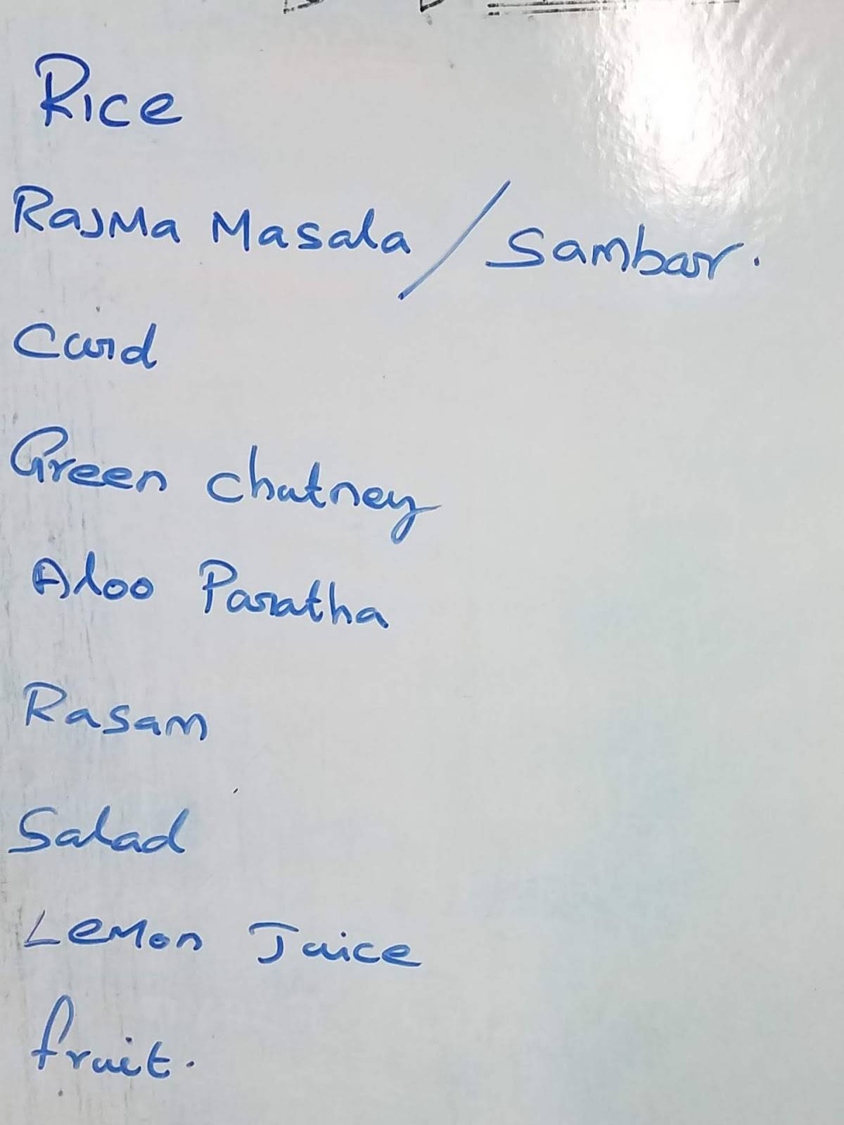 Menu at Nilgiri Mess, Chennai