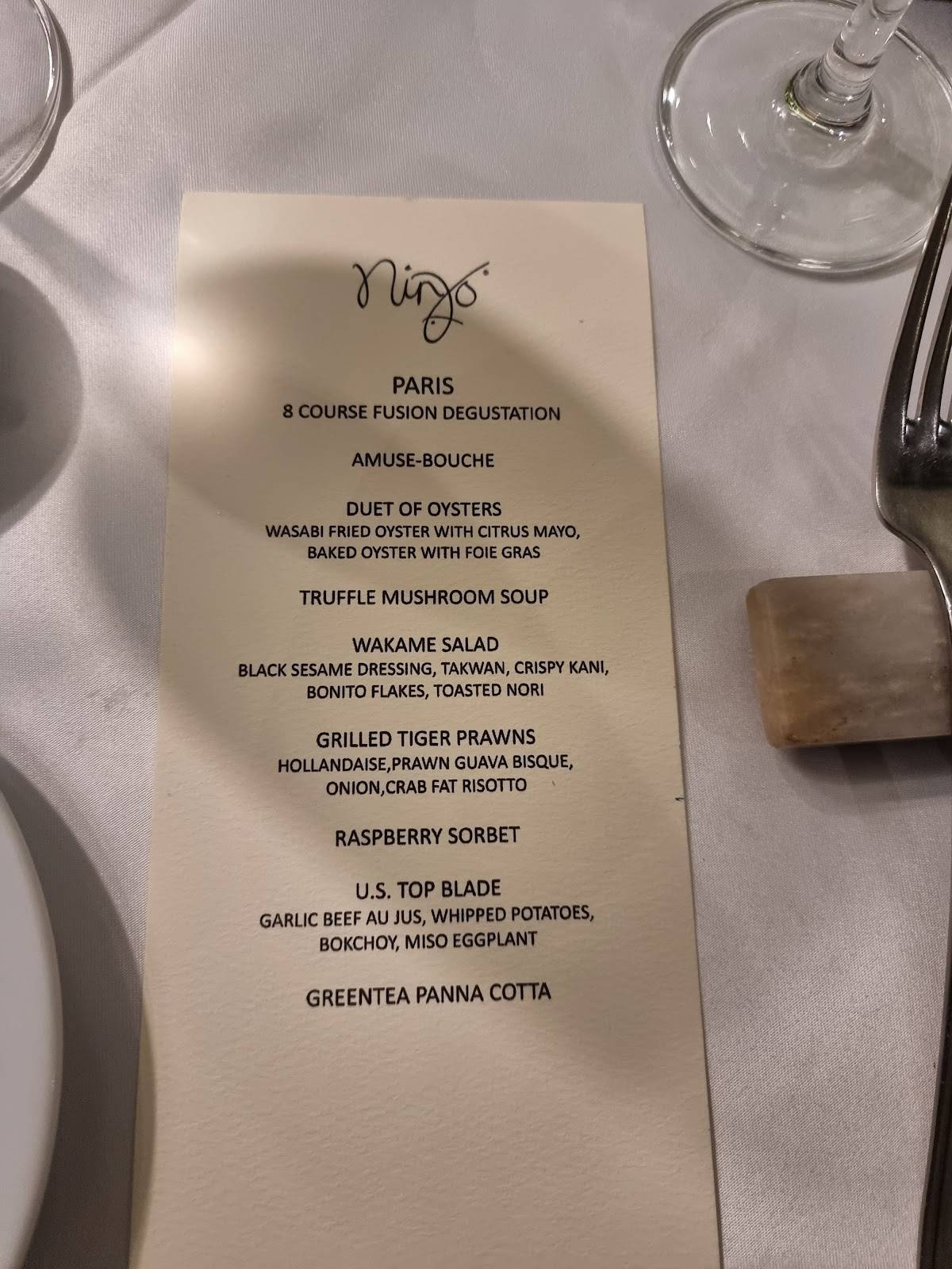 Menu at Ninyo Fusion Cuisine restaurant, Quezon City