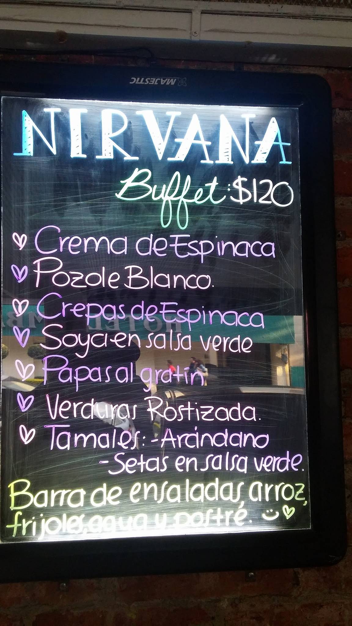 Menu at Nirvana Vegetariano restaurant, Ciudad López Mateos, Puebla 102