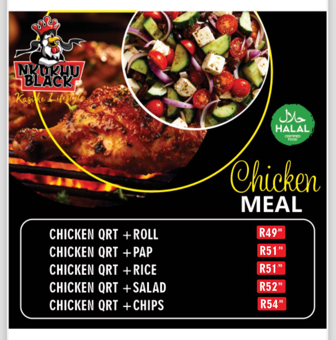 Menu at Nkukhu Black Benoni restaurant, Benoni