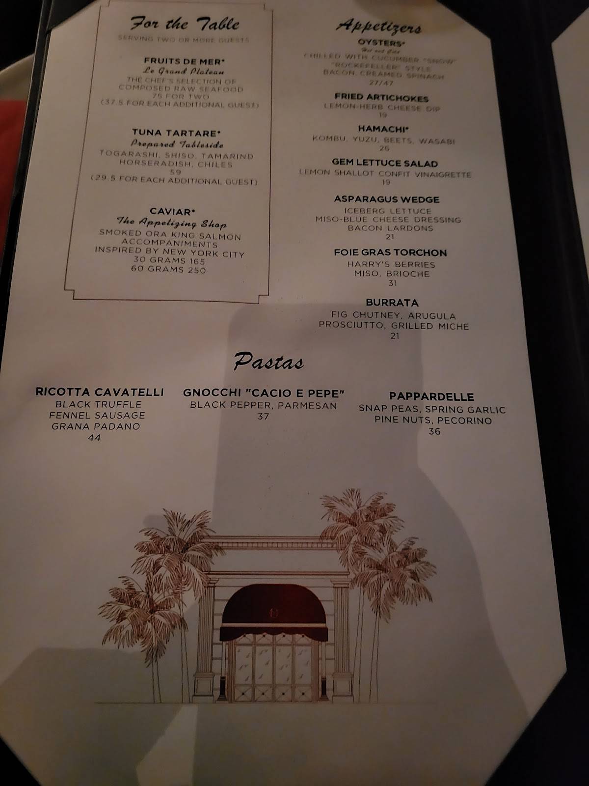 Menu at NoMad Library Restaurant, Las Vegas