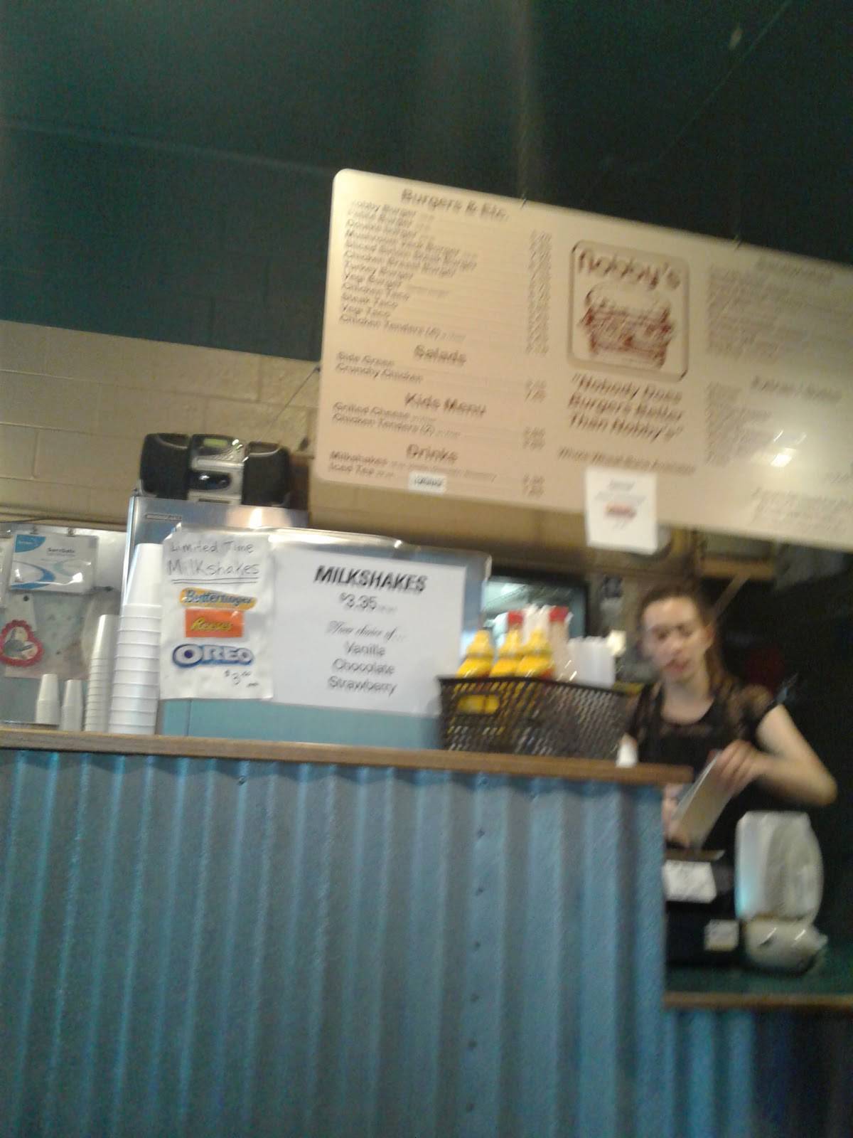 Menu at Nobby's restaurant, Chico