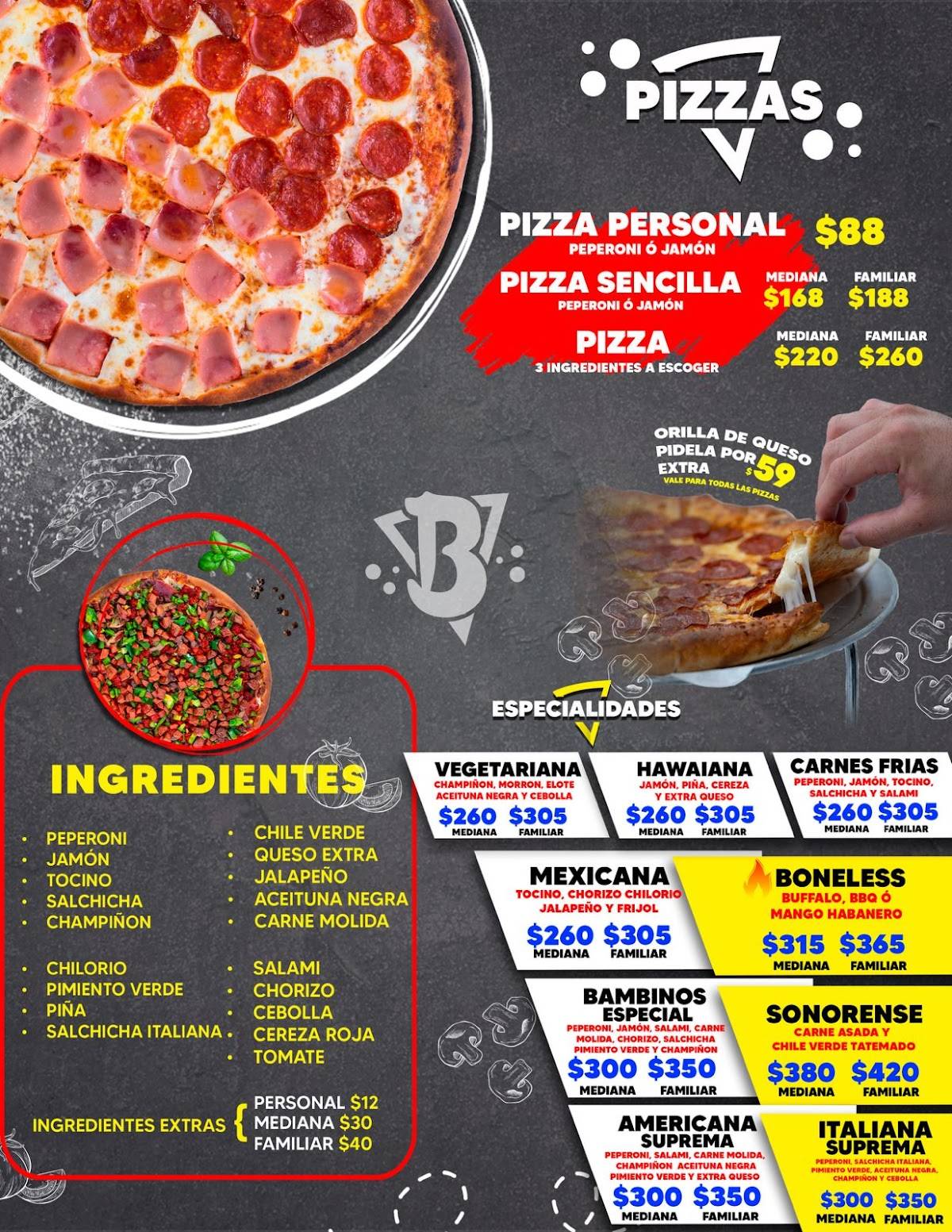 Bambinos pizza menu store