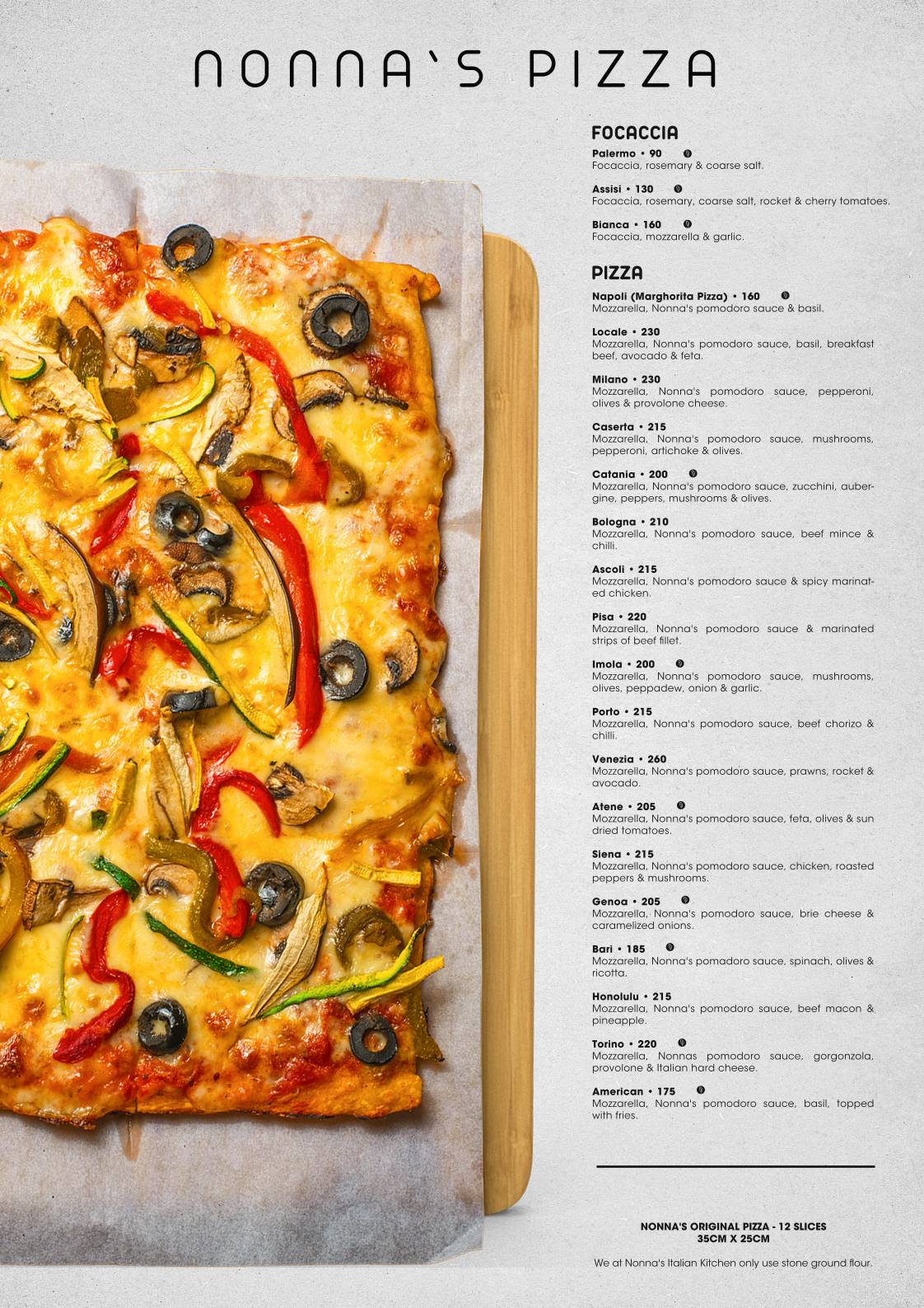 Menu at Nonna's Italian Kitchen Florida restaurant, Durban