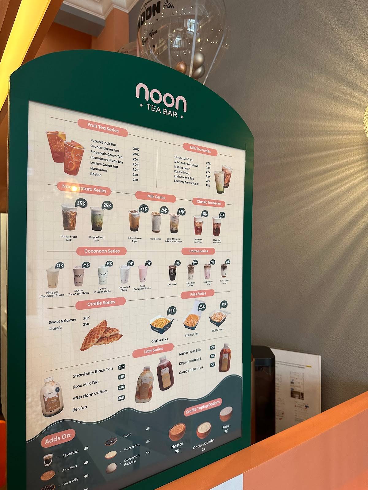 Menu at Noon Tea Bar - Green Lake City, Jakarta