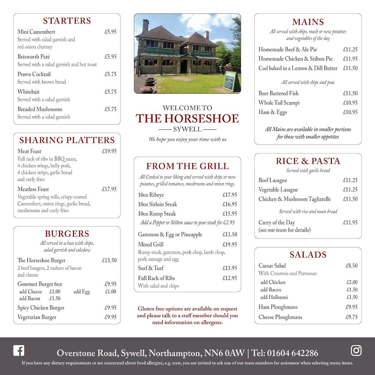 Menu at The Horseshoe Sywell pub & bar, Northampton, 2 Overstone Rd