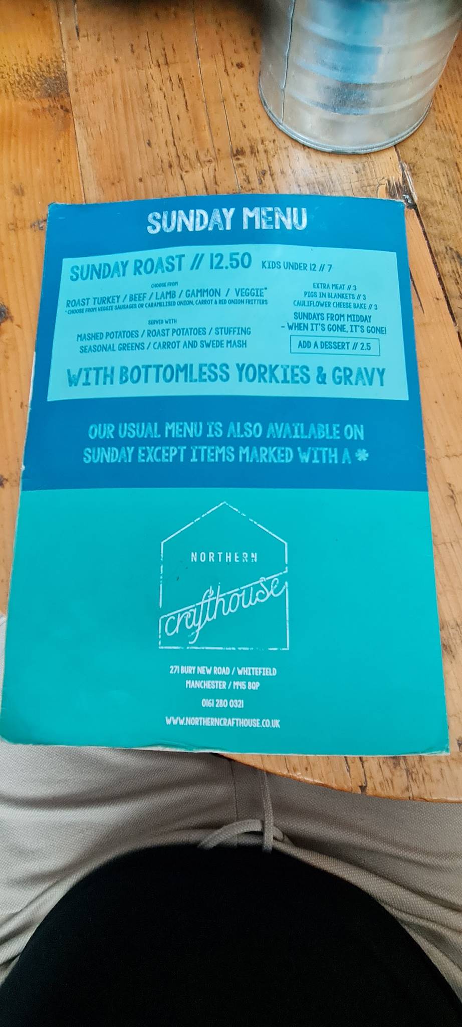 Menu at Northern Crafthouse pub & bar, Manchester