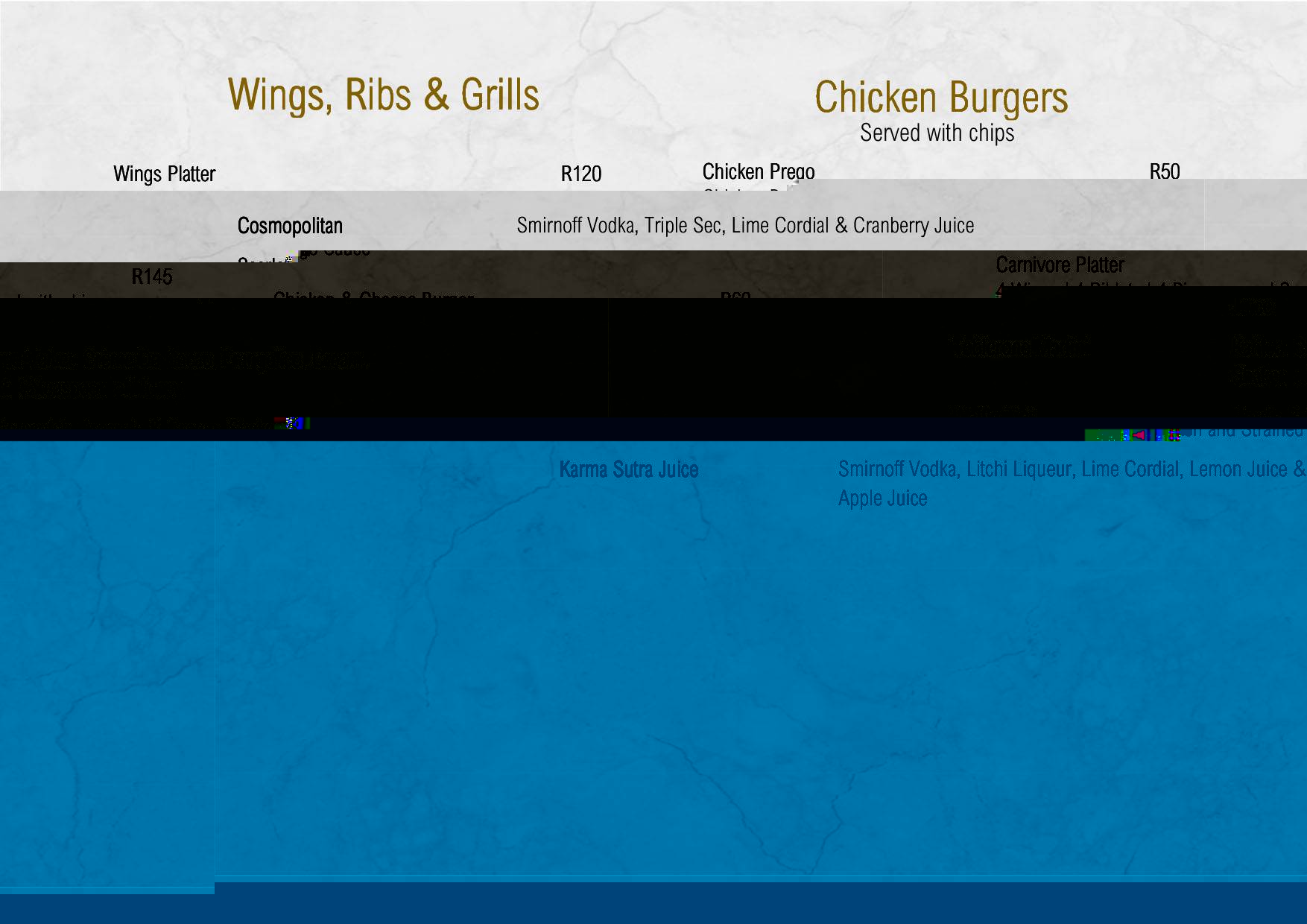 Menu at Nova Bar, Randburg, Randburg