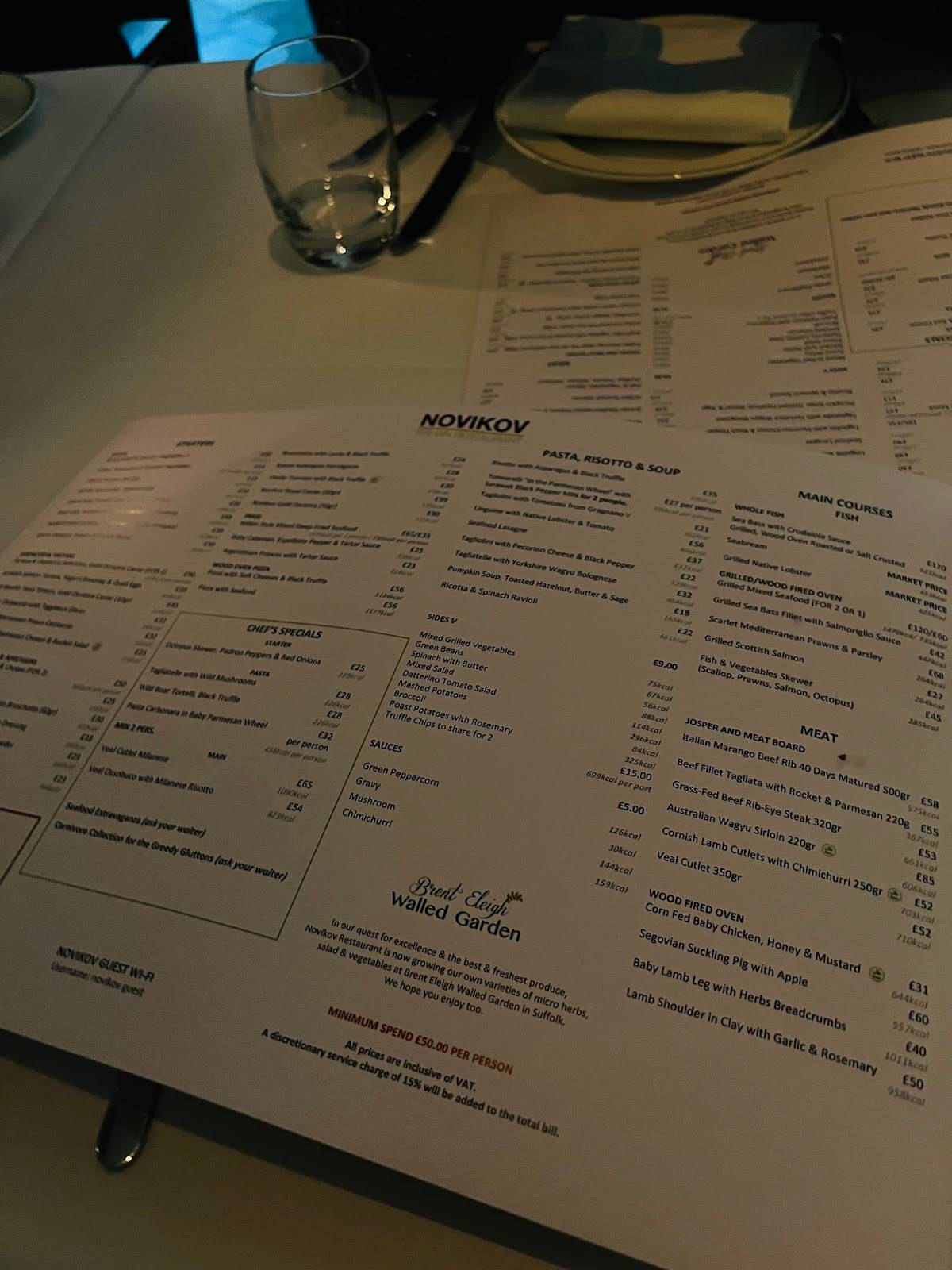 Menu at Novikov Restaurant & Bar, London, 50A Berkeley St