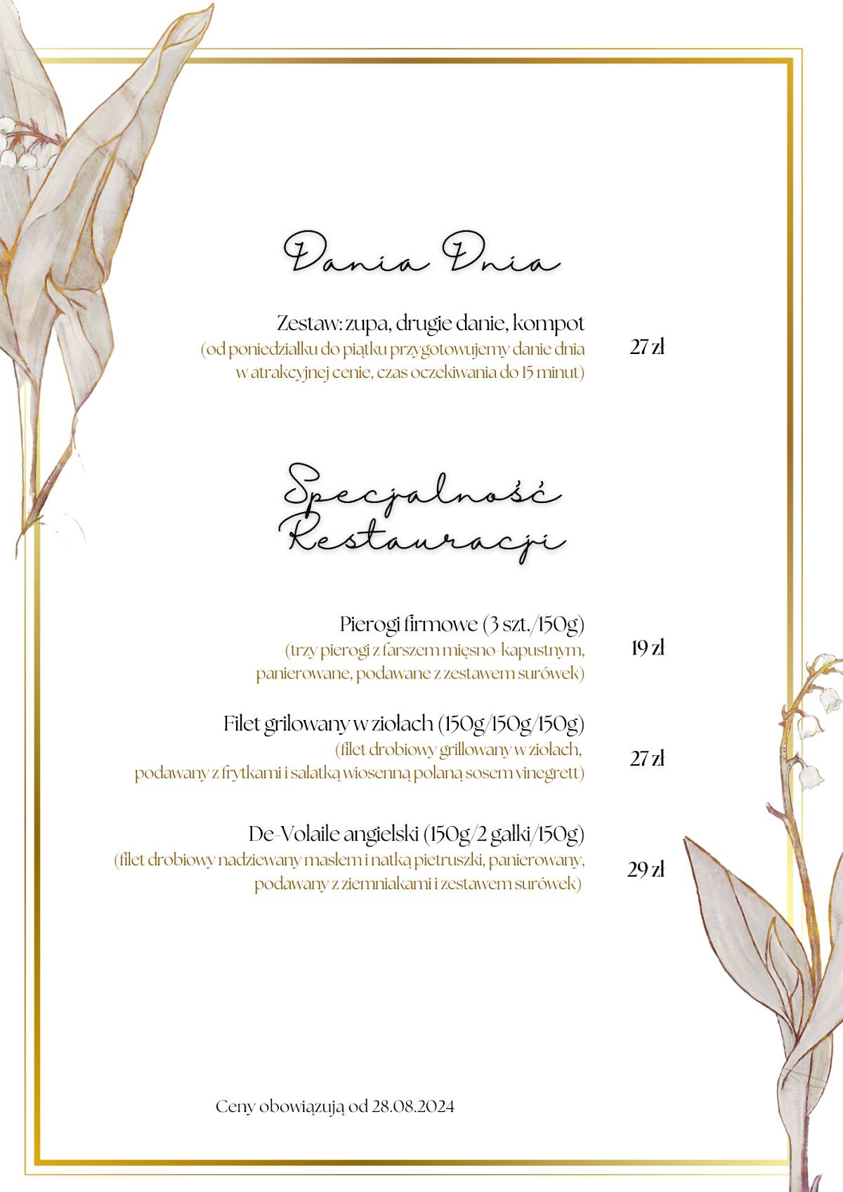Menu at Restauracja MEWA restaurant, Nowy Sacz