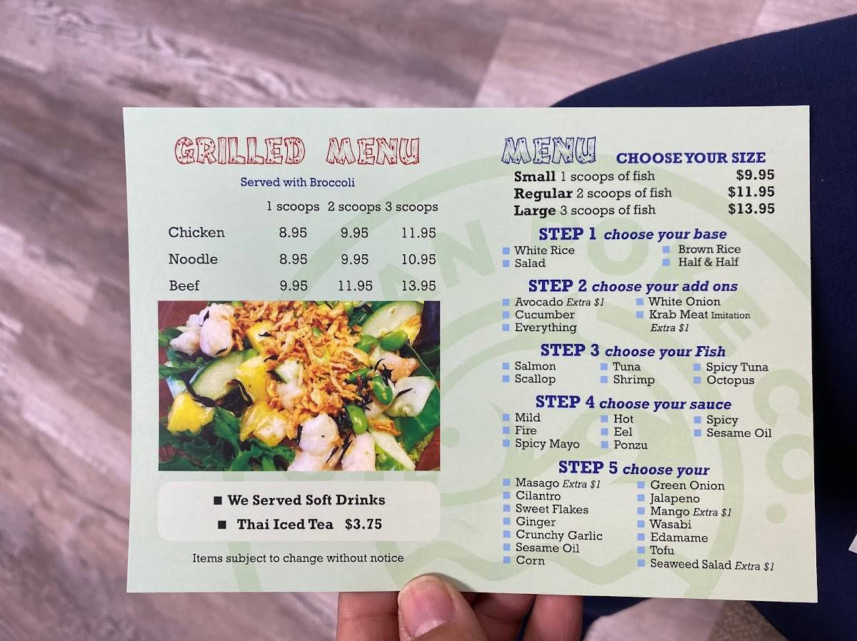 Menu at OCEAN POKE restaurant, Lakeland