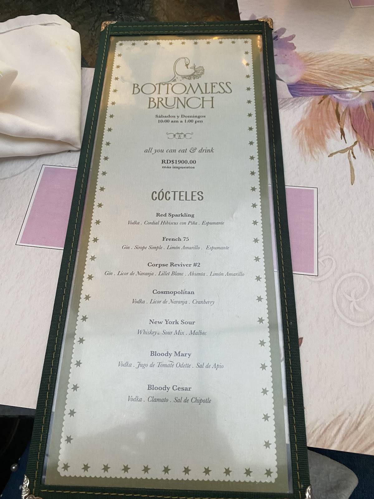 Menu at ODETTE restaurant, Santo Domingo