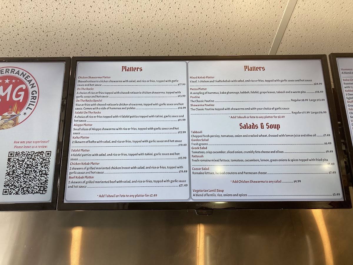 Menu at OMG (Oasis Mediterranean Grill) restaurant, Peterborough