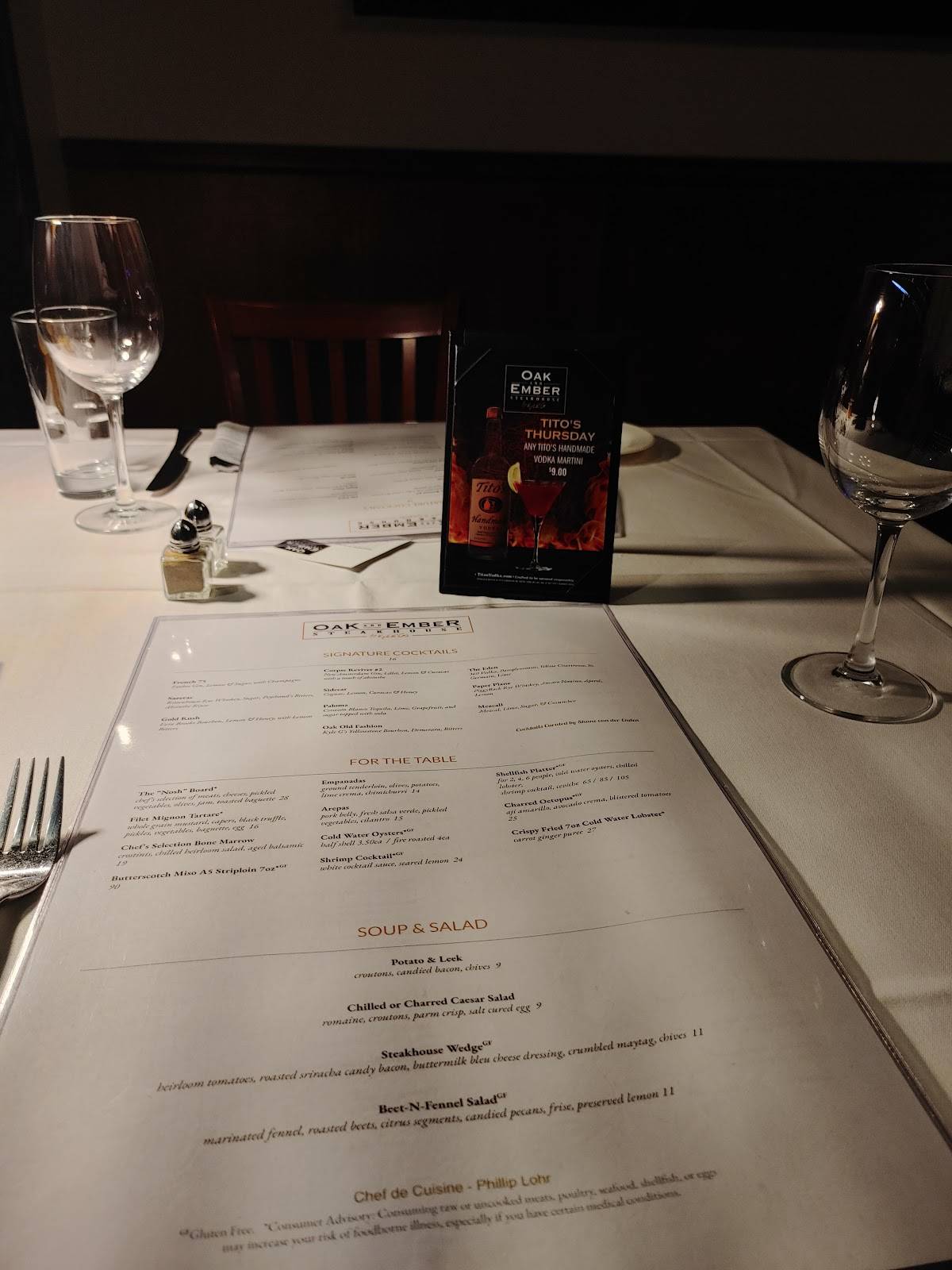 Menu at Oak And Ember Steakhouse, Port St. Lucie