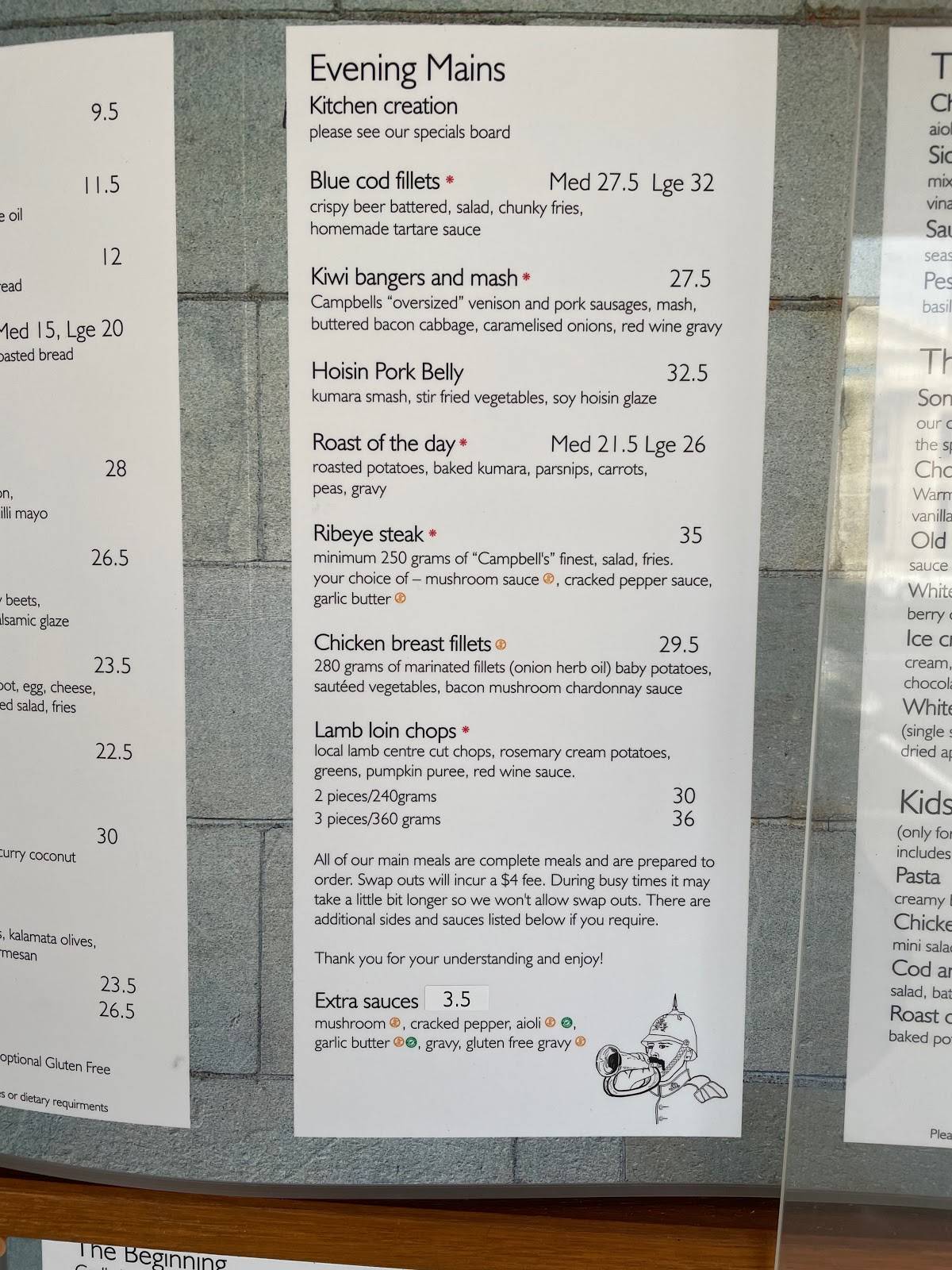 Menu at The Last Post, Restaurant, Bar & Catering Service, Oamaru