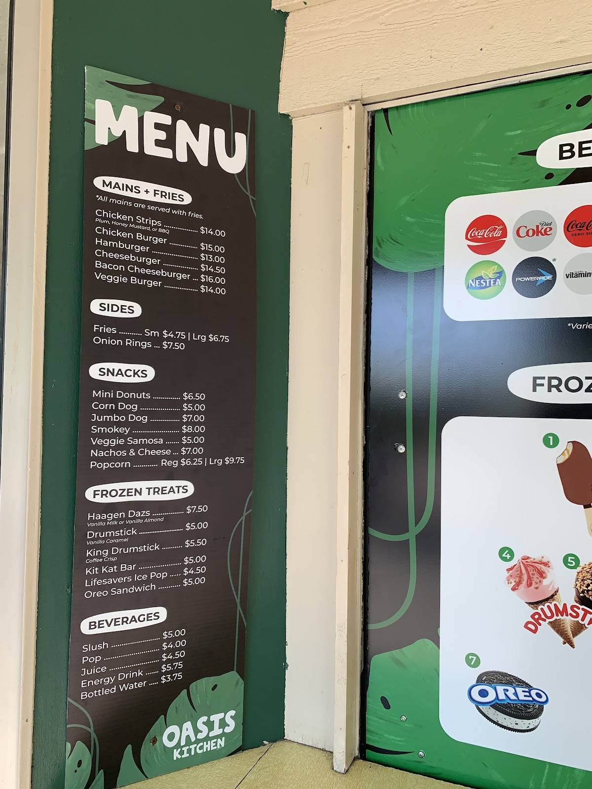 Carta del restaurante Oasis Kitchen, Abbotsford