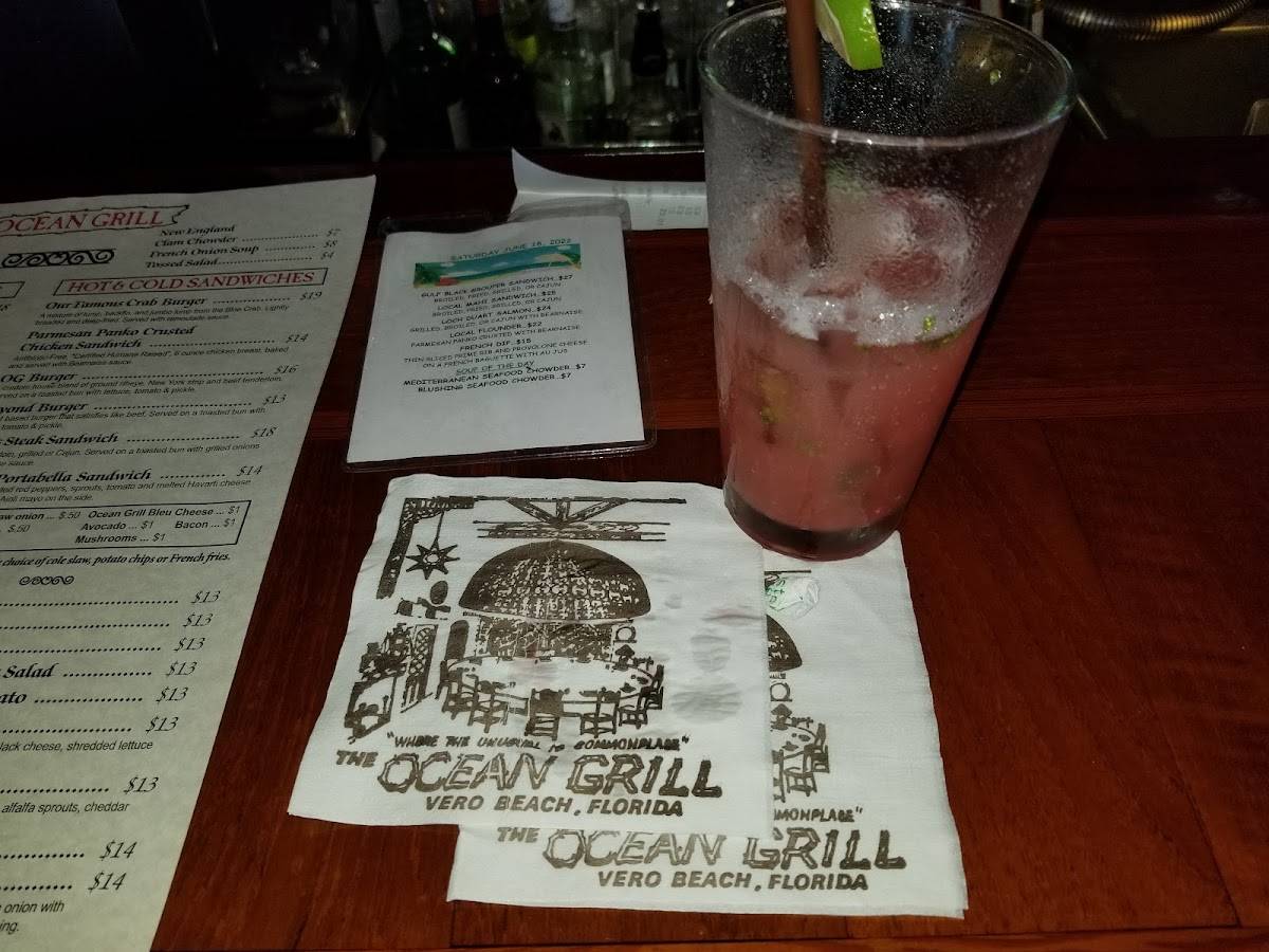 Menu at Ocean Grill steakhouse, Vero Beach, Beachland Blvd
