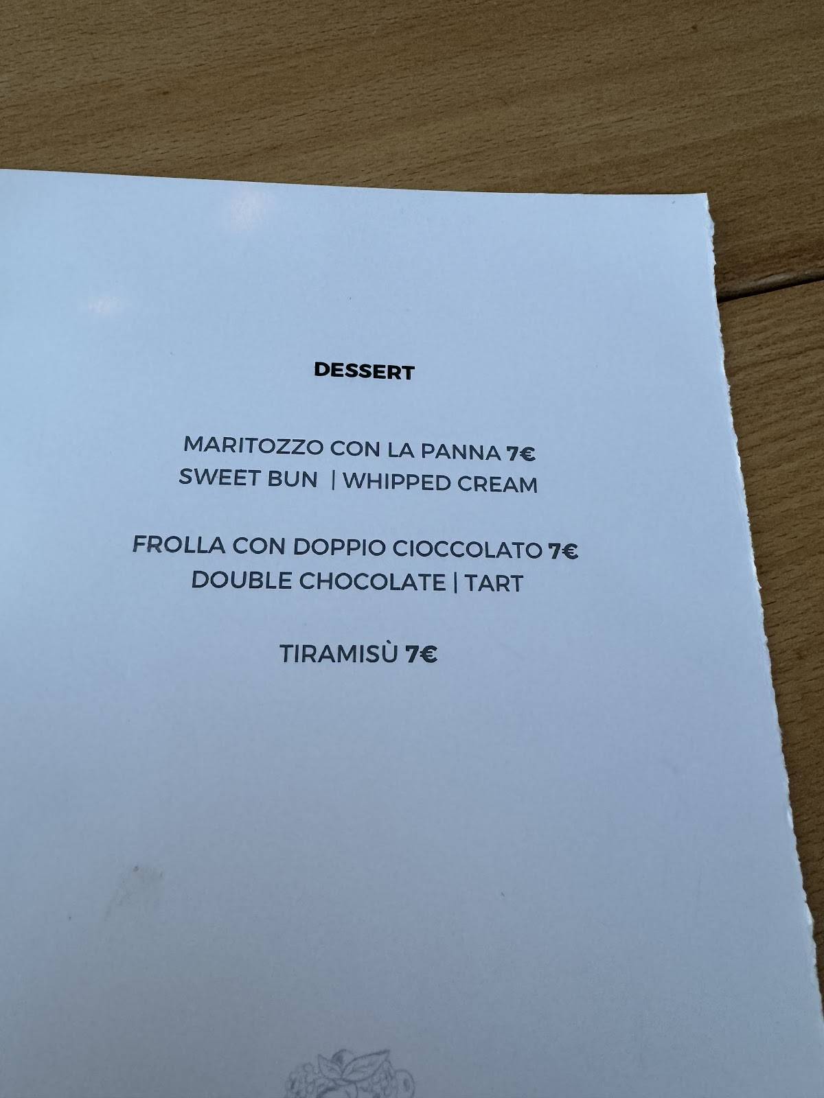 Menu at Ocra Malta restaurant, Haz-Zebbug