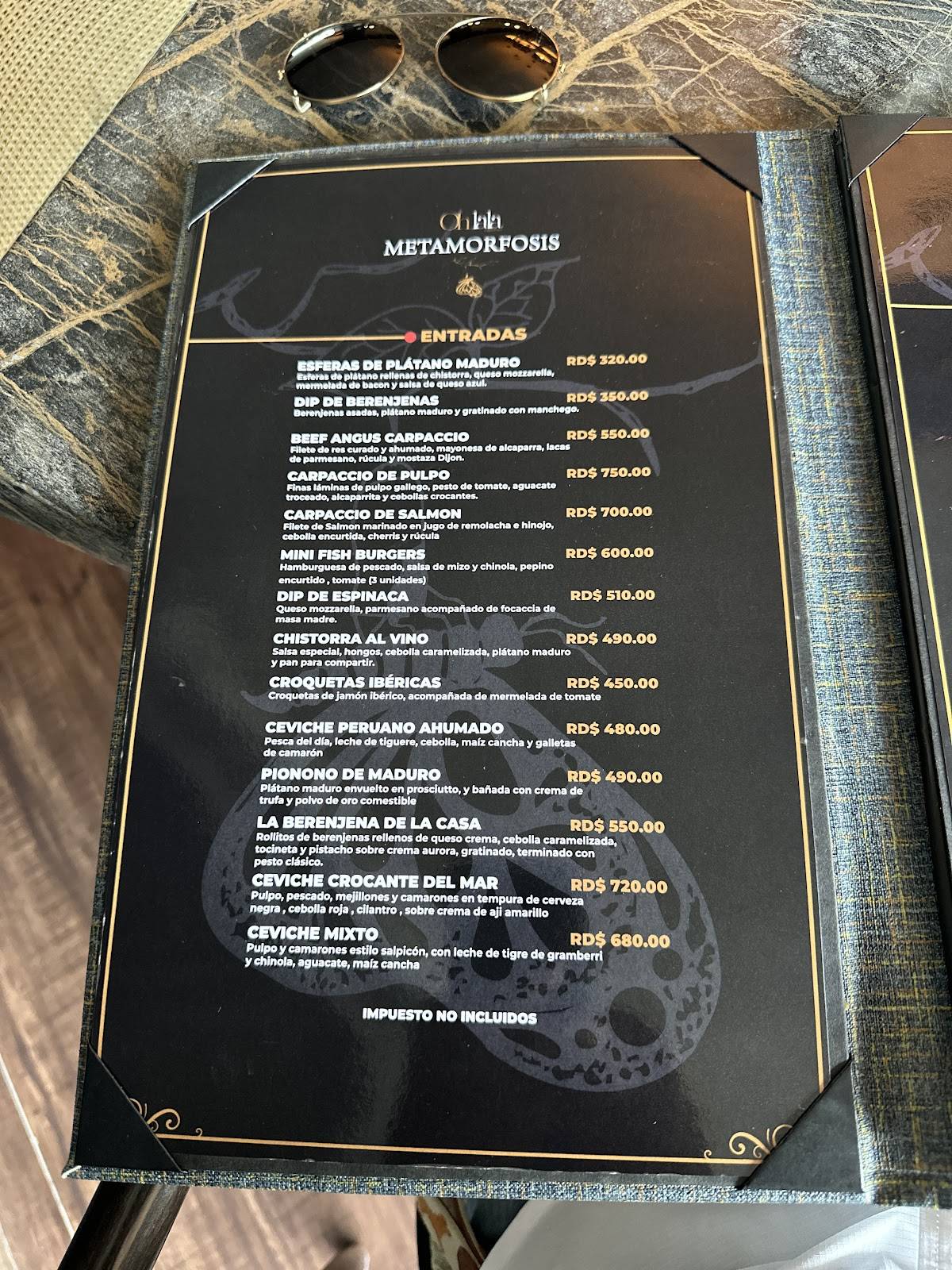 Menu at OhLaLa Experience pub & bar, La Vega