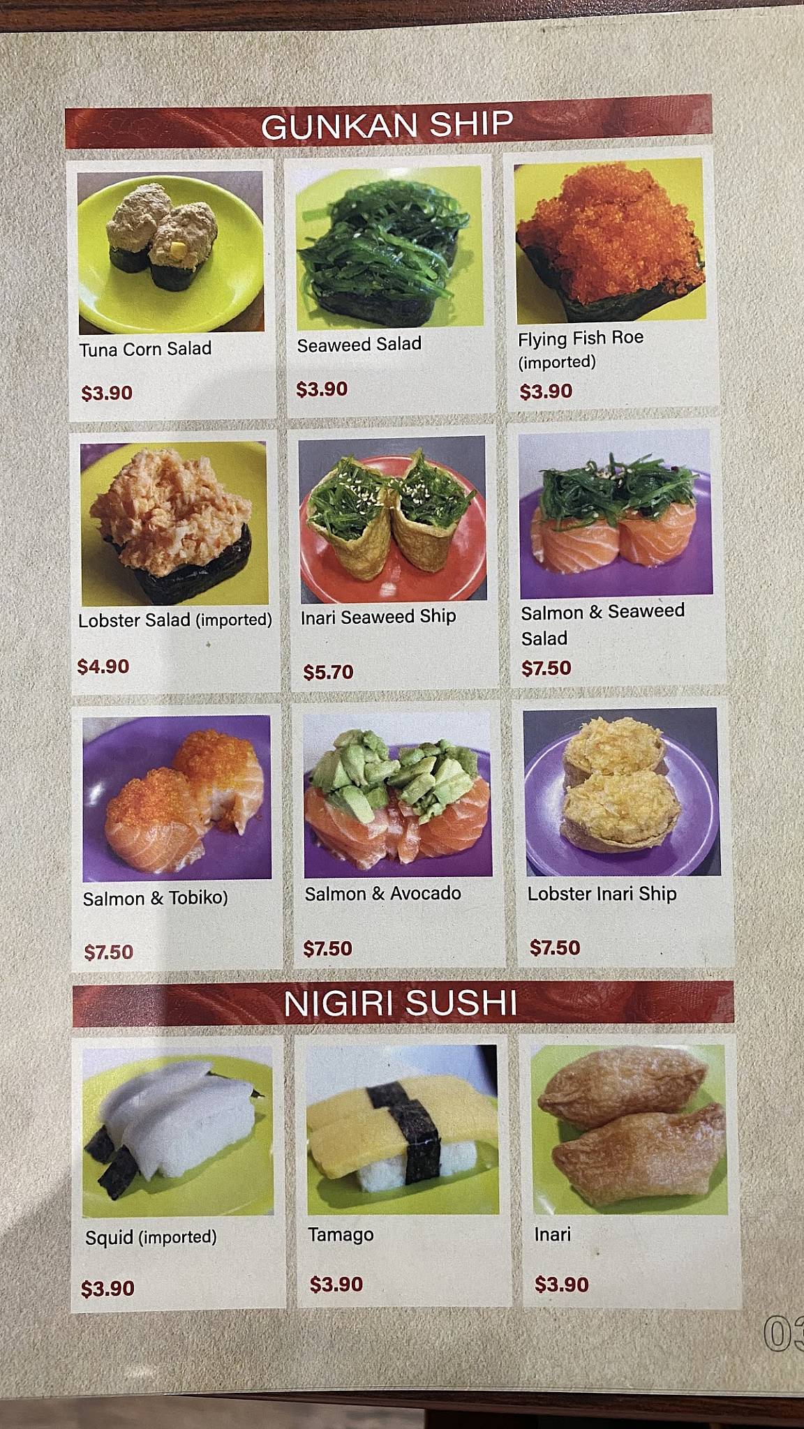 Menu at Oishi Ya Japanese: Sushi Train restaurant, Darwin City