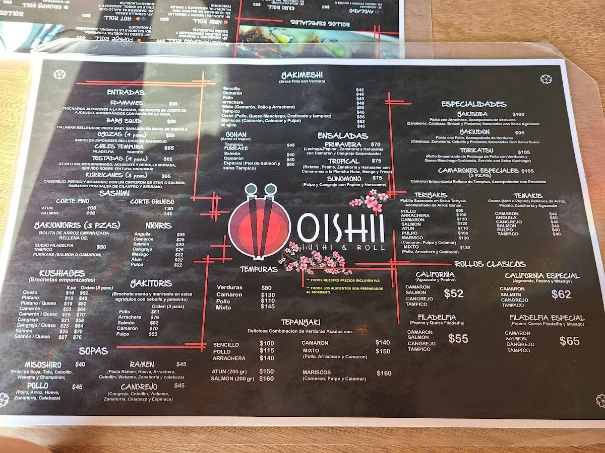 Carta del restaurante Oishii Sushi & Roll, Apizaco