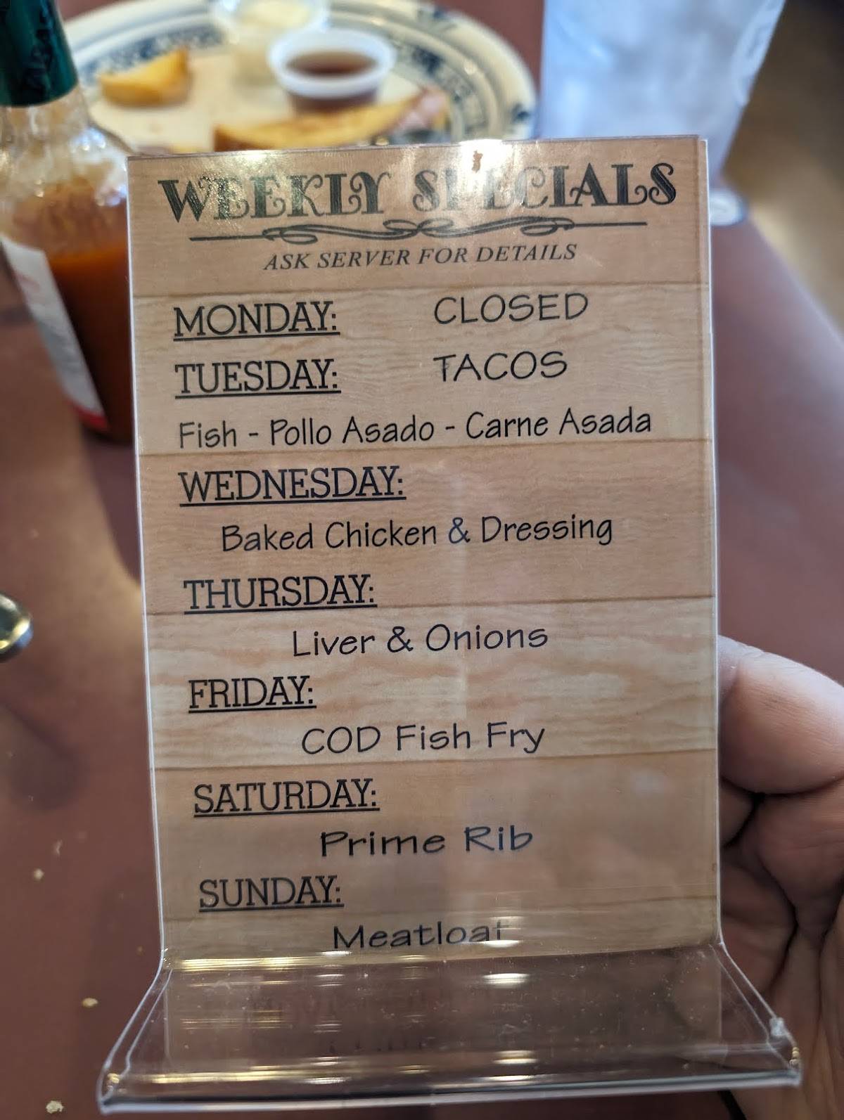 Menu at OSG Cafe, Mesa, E Main St