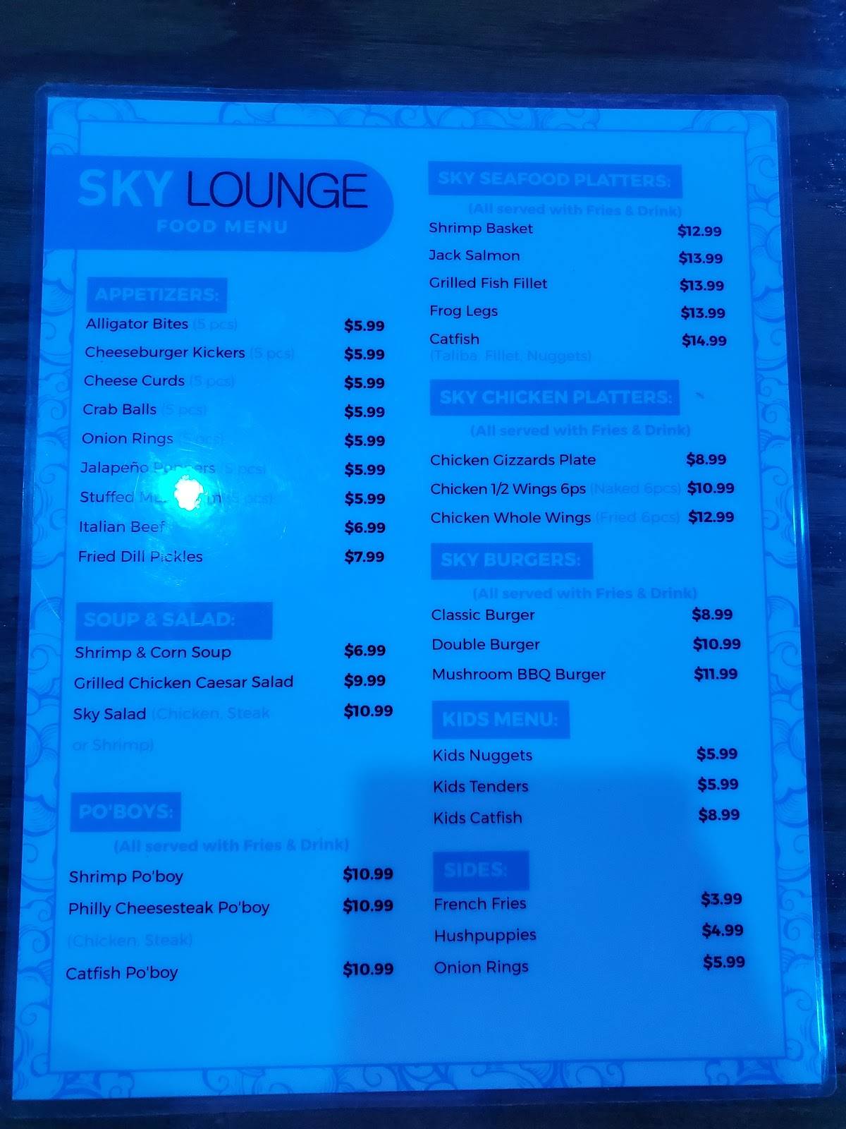 Menu at Old Sky Lounge & kitchen pub & bar, Baton Rouge