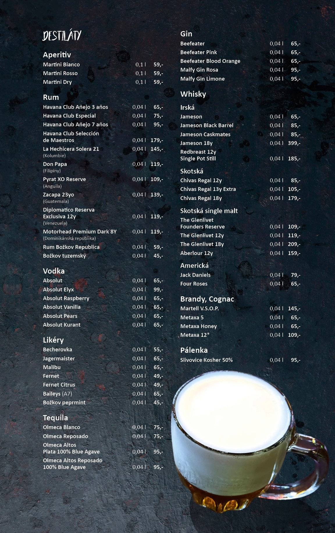 Menu at Bounty Rock Cafe, Olomouc, Hálkova 2 – vstup z