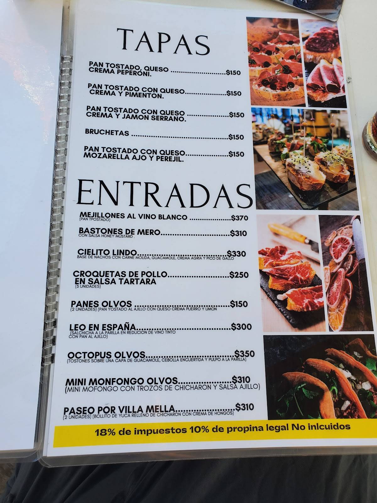 Carta de Olvos Restaurant, Boca Chica, Ave Juan Bautista Vicini