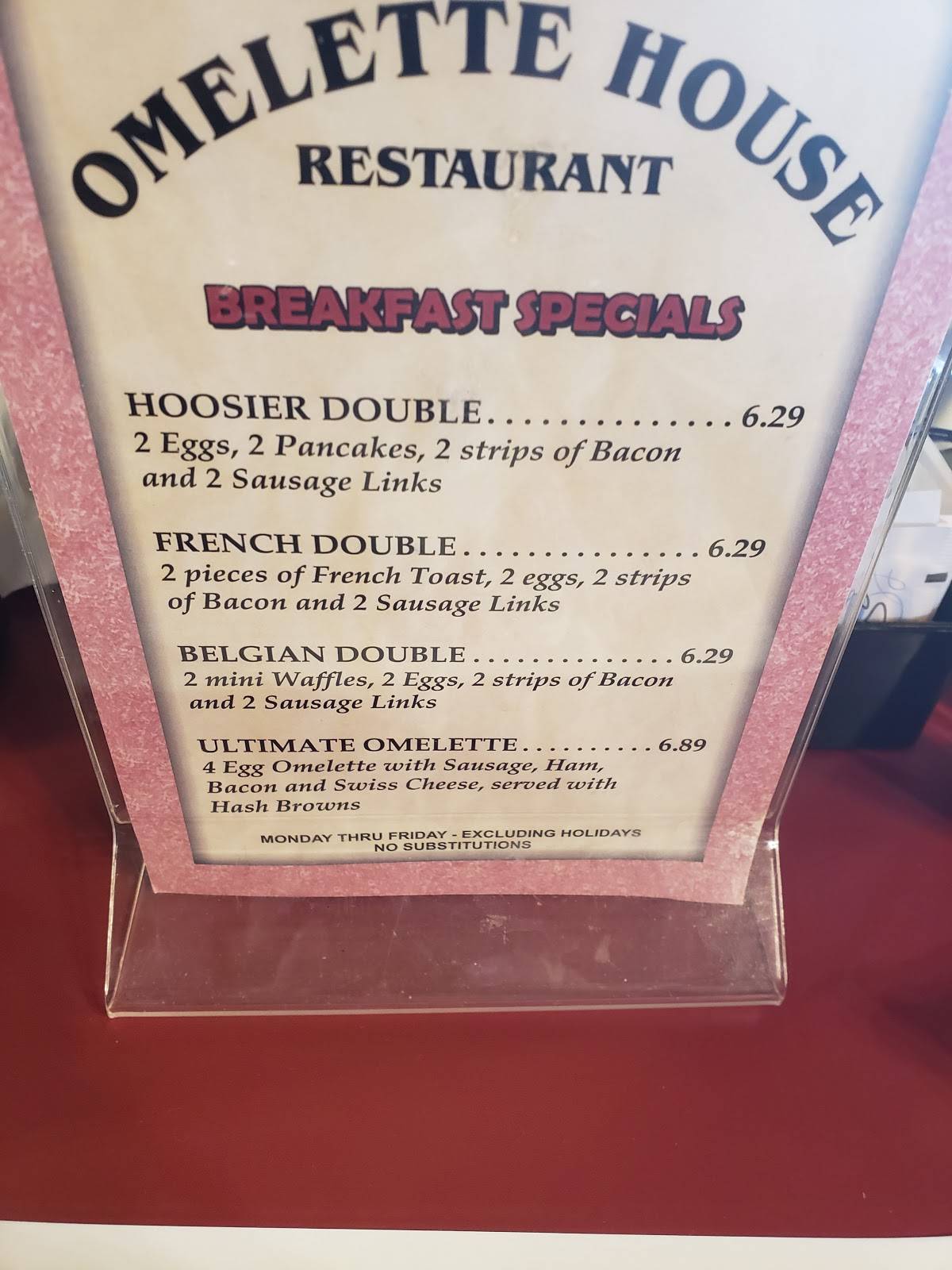 Menu at Omelette House Restaurant, Schererville