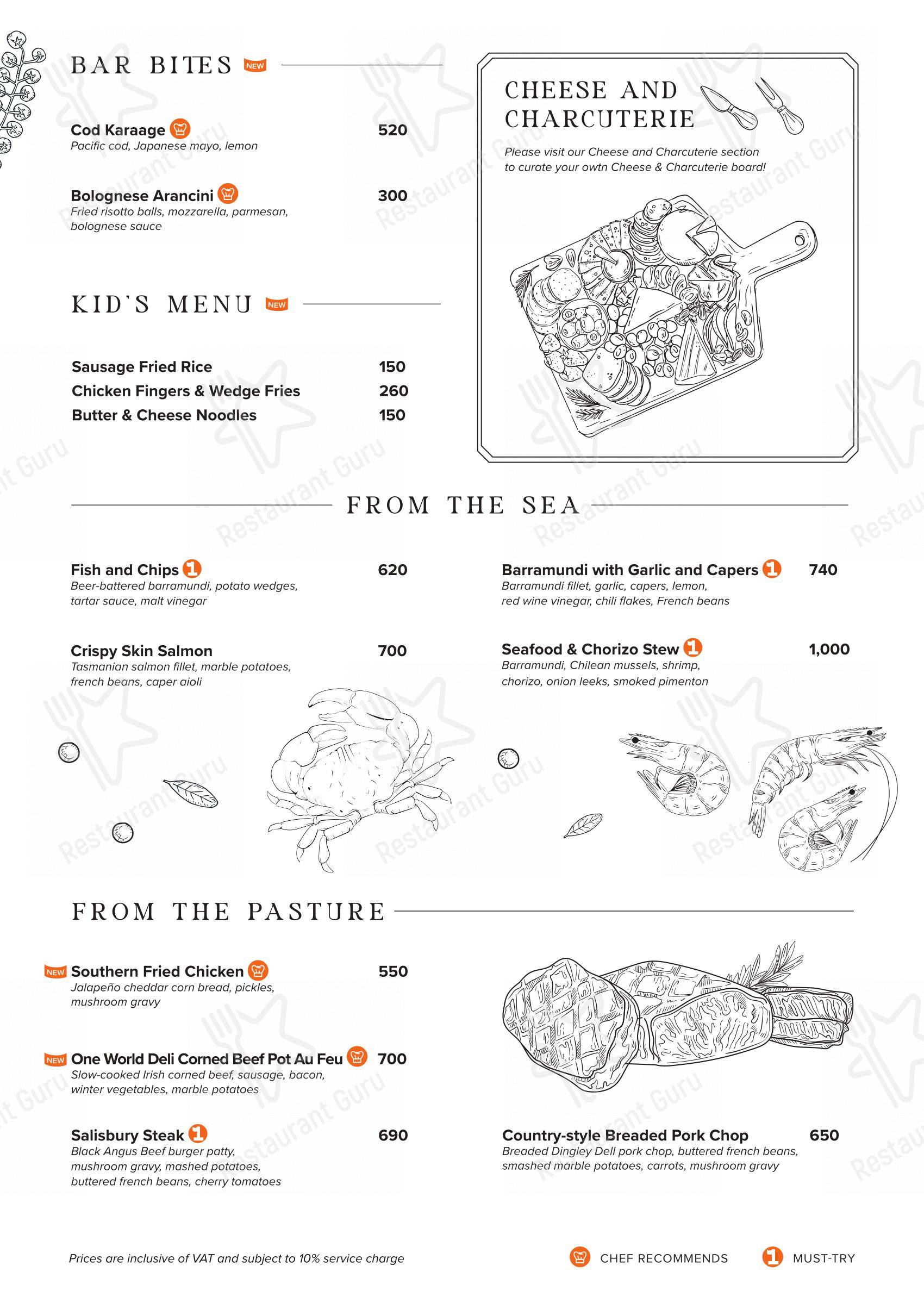 Menu at One World Deli Makati restaurant, Makati