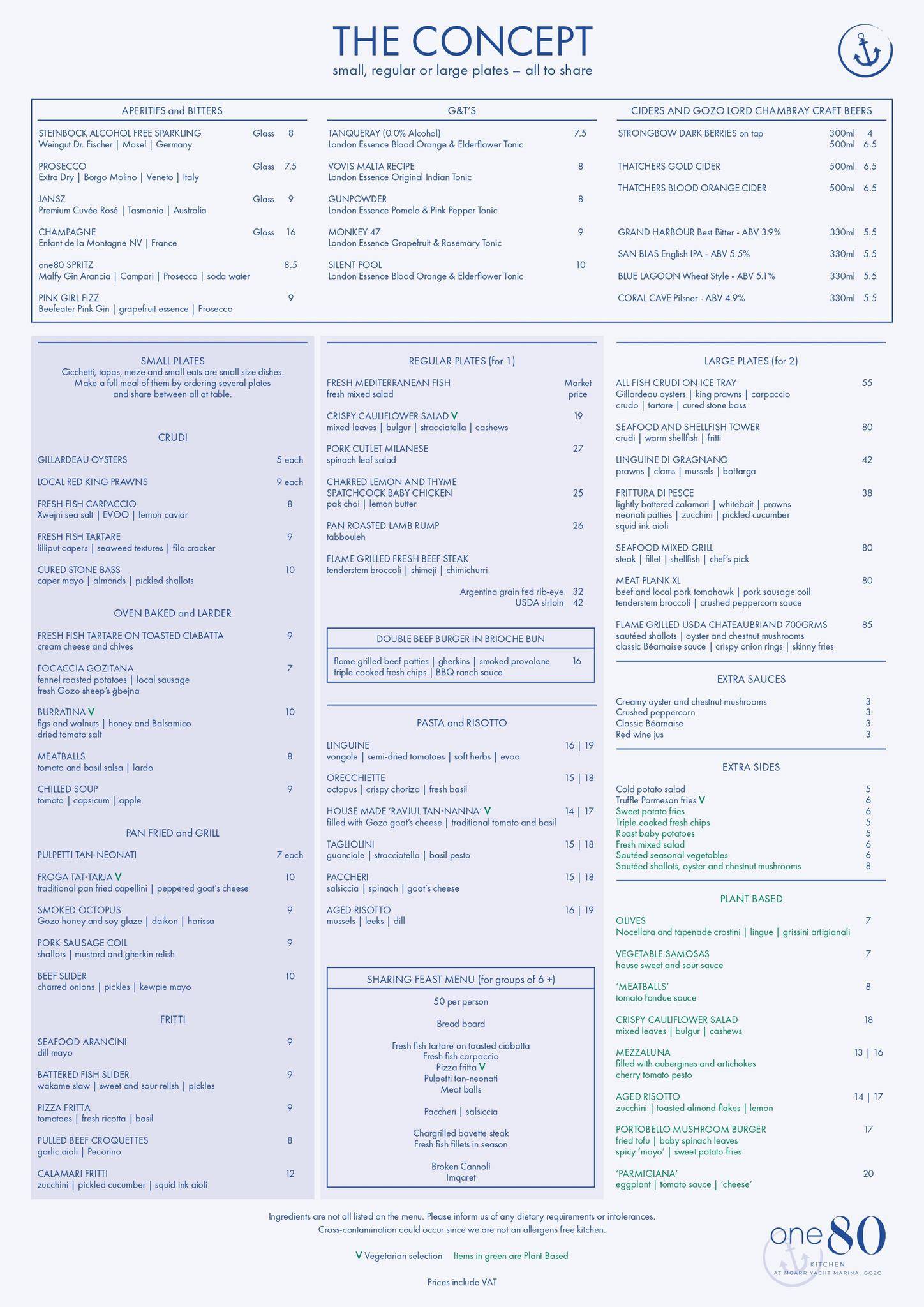 Menu at One80 Kitchen at Mgarr Yacht Marina, Gozo restaurant, Naxxar