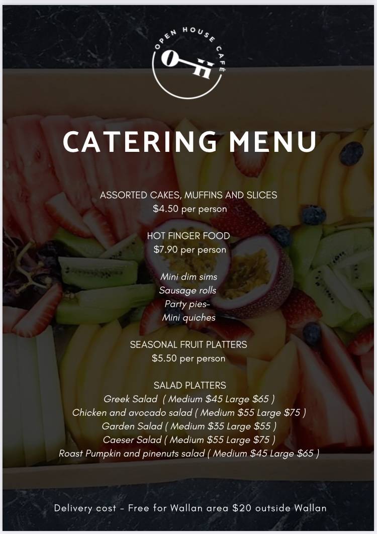 Menu at Open House Café cafe, Wallan
