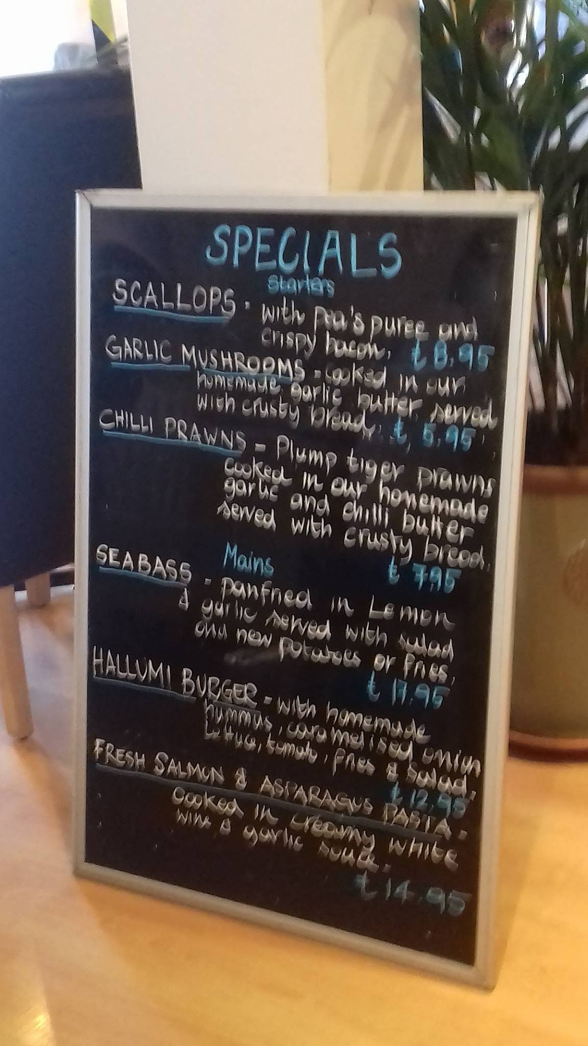 Menu at Oriel on the Quay restaurant, Poole