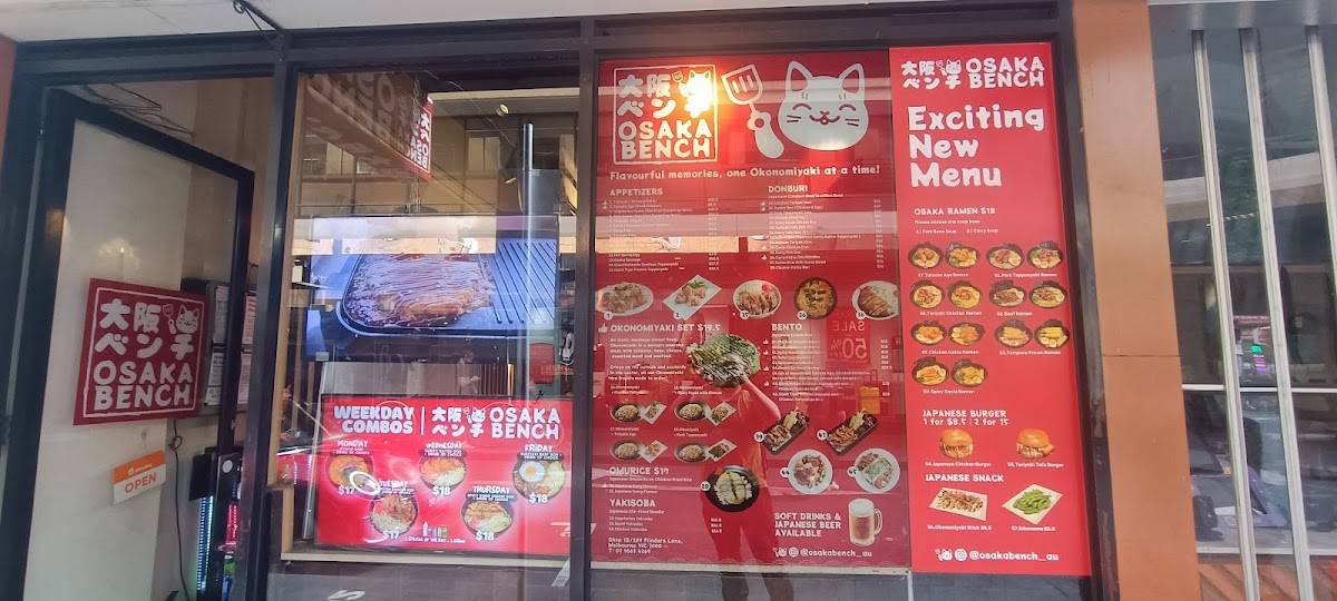 Menu at Osaka Bench restaurant, Melbourne
