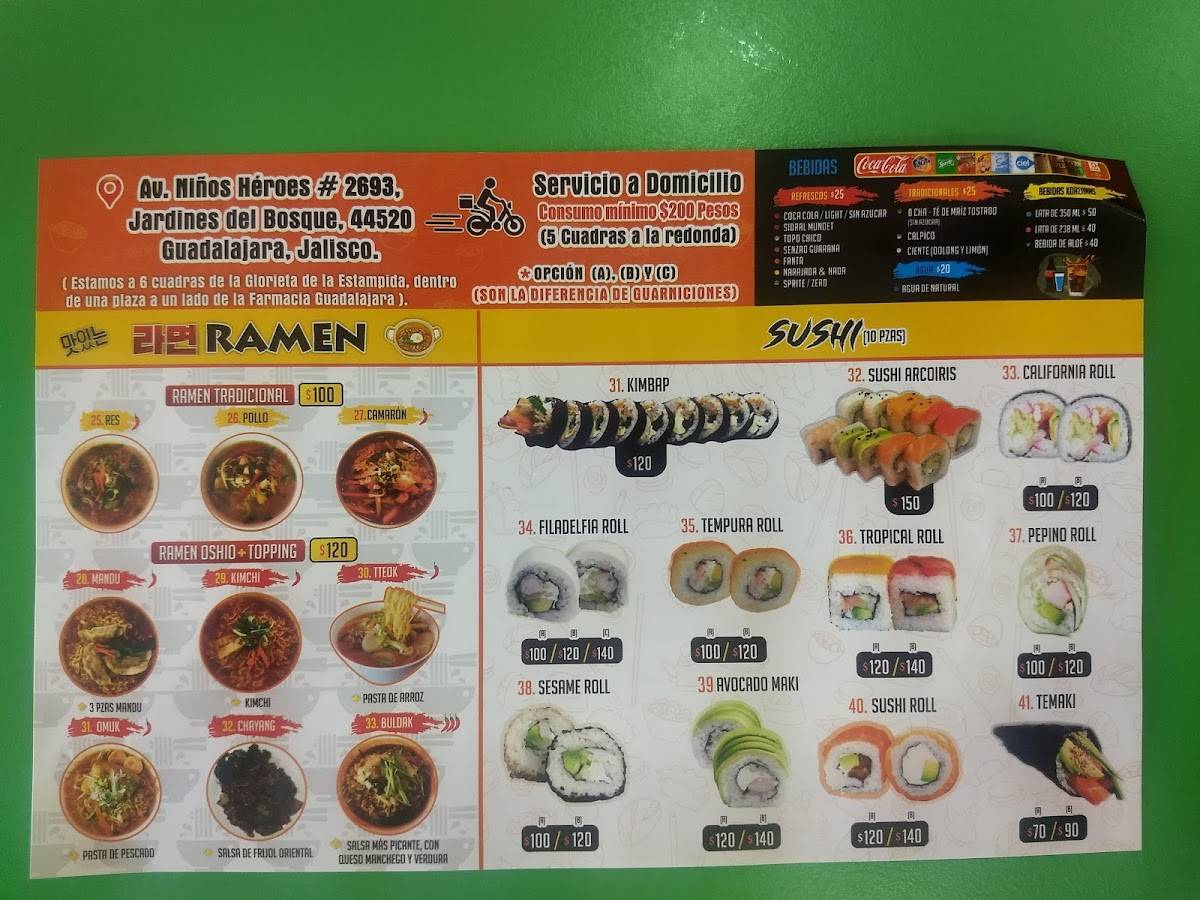 Carta del restaurante Oshio Korean & Japanese Food, Guadalajara