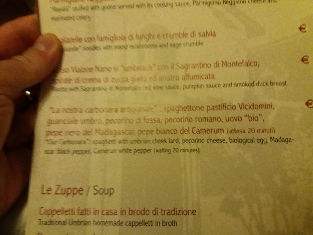Menu da Osteria Dell' Olmo ristorante, Perugia, Via Trattati di Roma