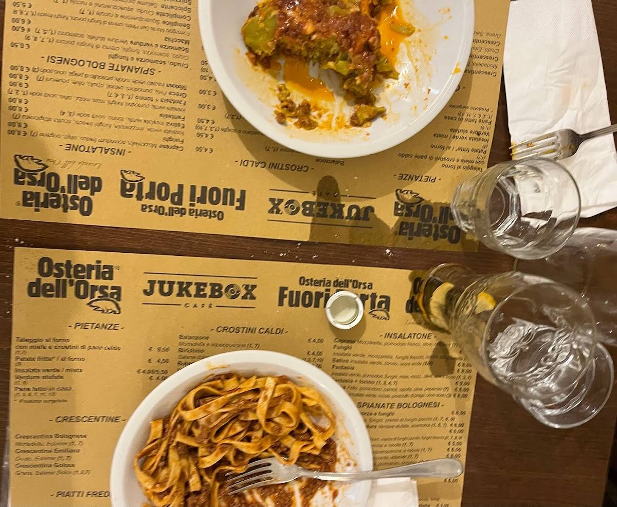 Carta del restaurante Osteria dell'Orsa, Bolonia