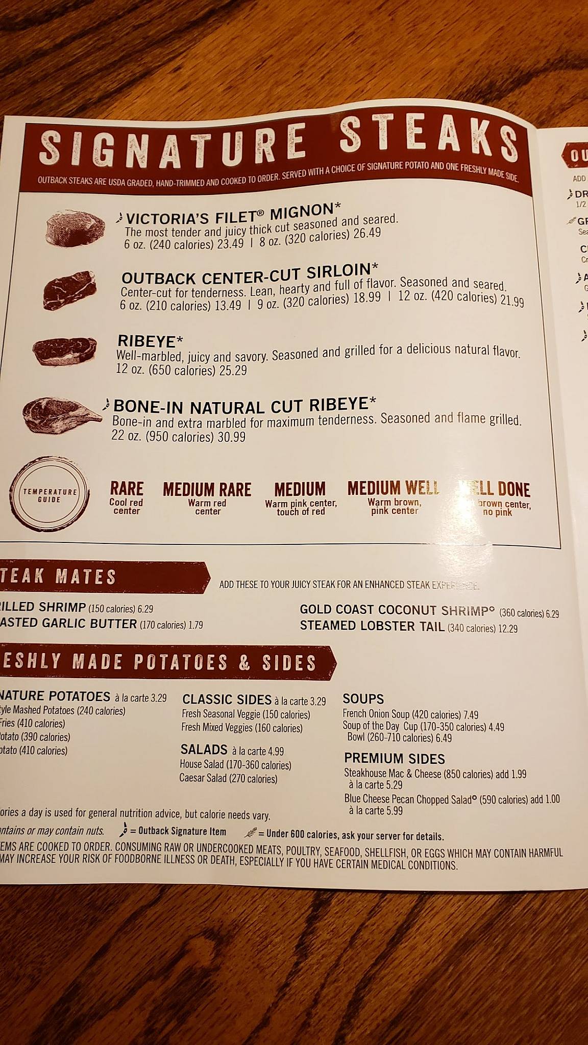 Menu at Outback Steakhouse, Inver Grove Heights