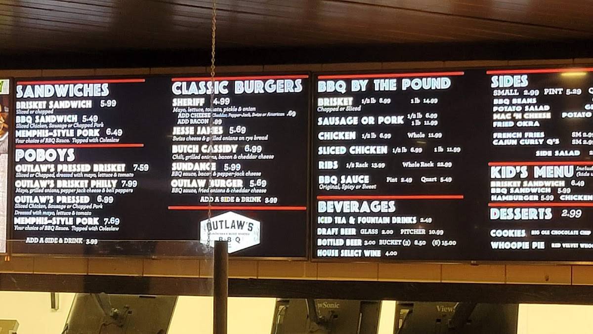 Menu at Outlaws BBQ-Alexandria, LA, Alexandria