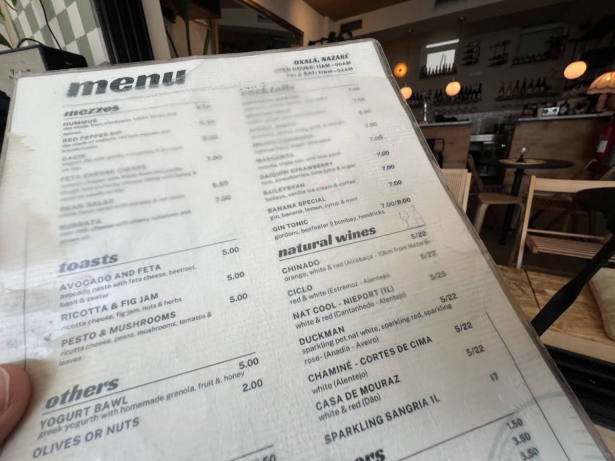 Menu em Oxalá pub & Bar, Nazaré