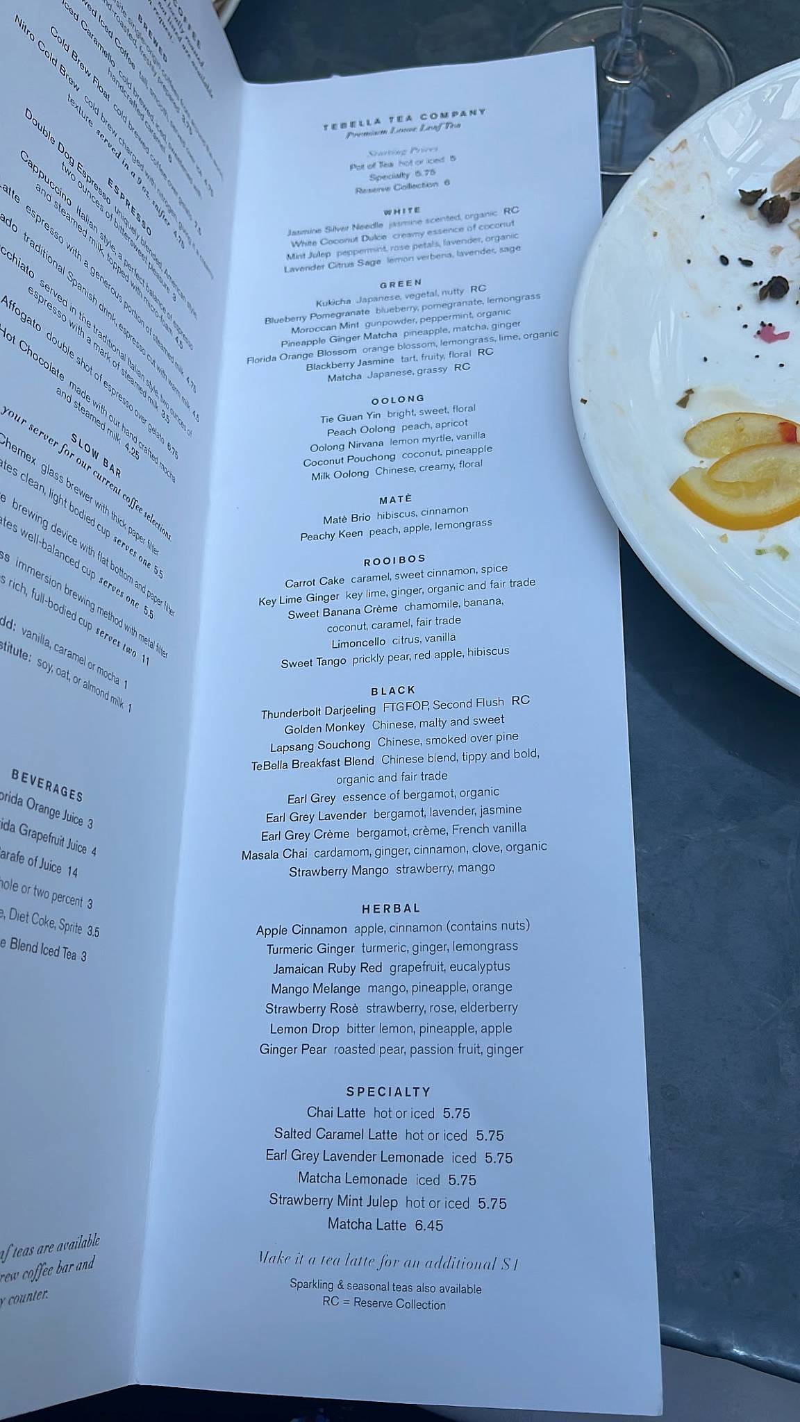 Menu at Oxford Exchange restaurant, Tampa