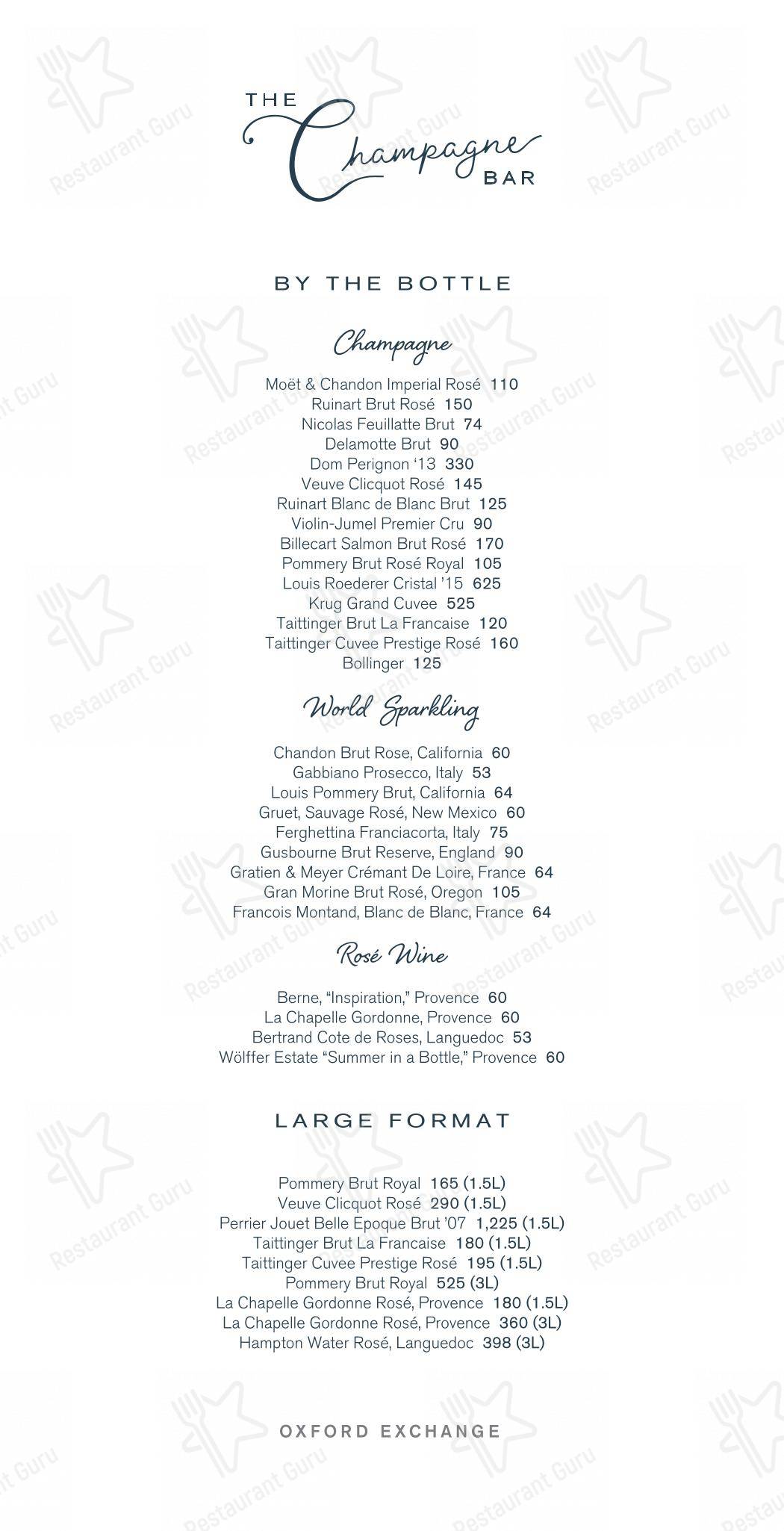 Menu at Oxford Exchange restaurant, Tampa