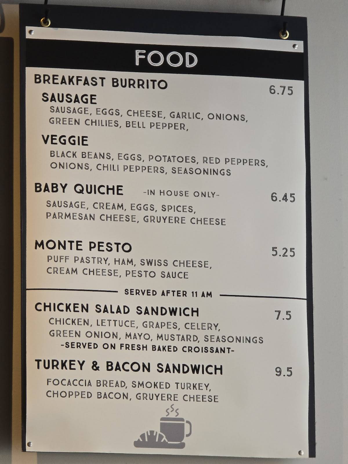 Menu at Ozark Coffee Company and Roastery cafe, Sedalia