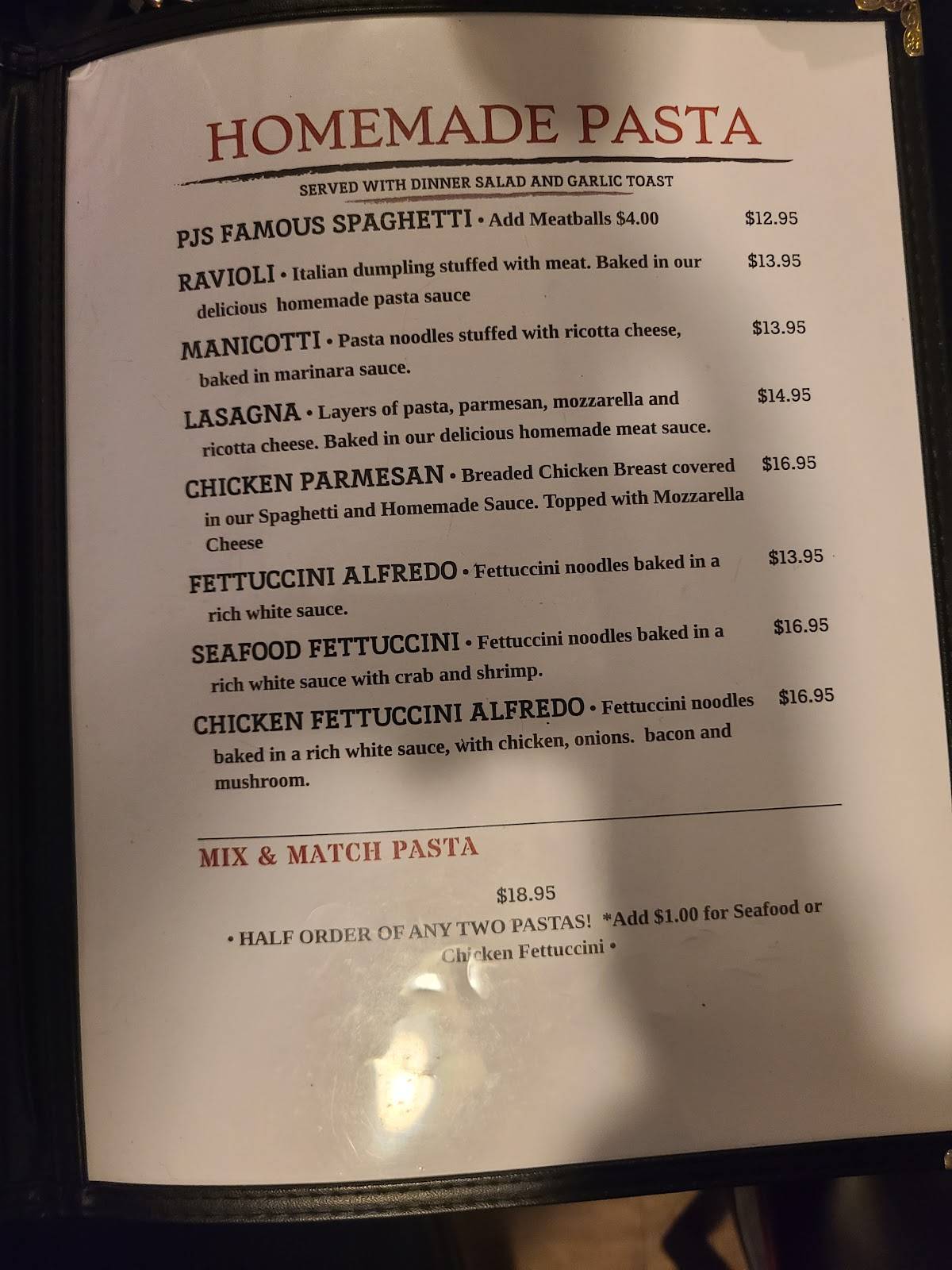 Menu at P J's Diner restaurant, Breese