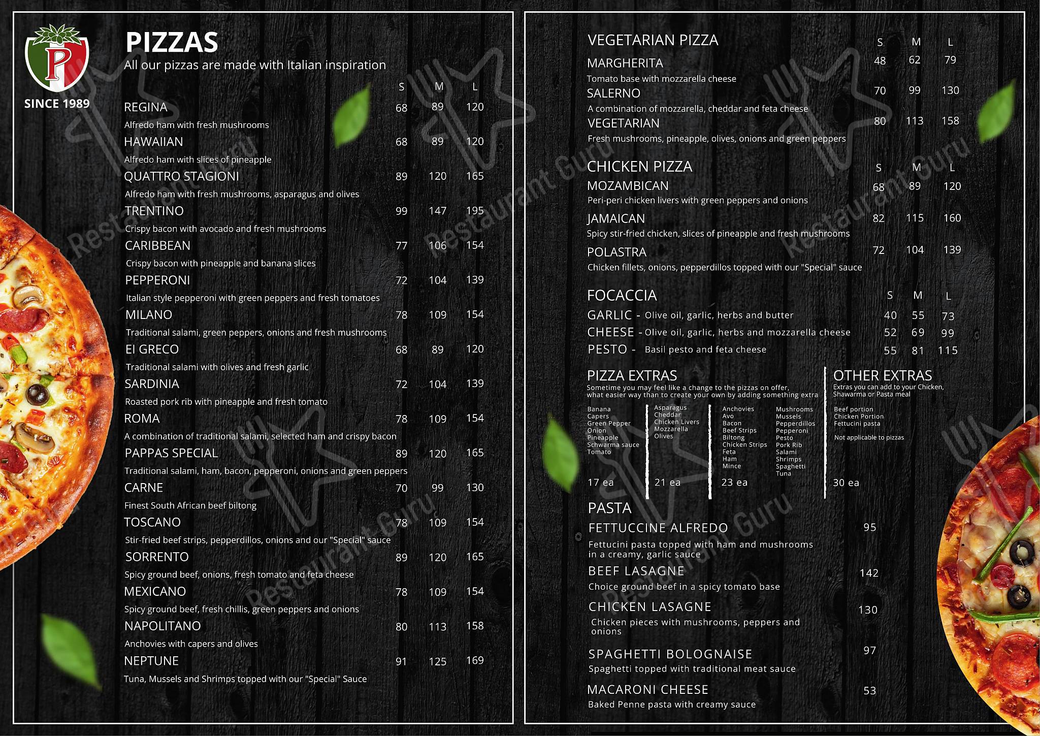 Menu at PAPPAS KITCHEN restaurant, Nelspruit