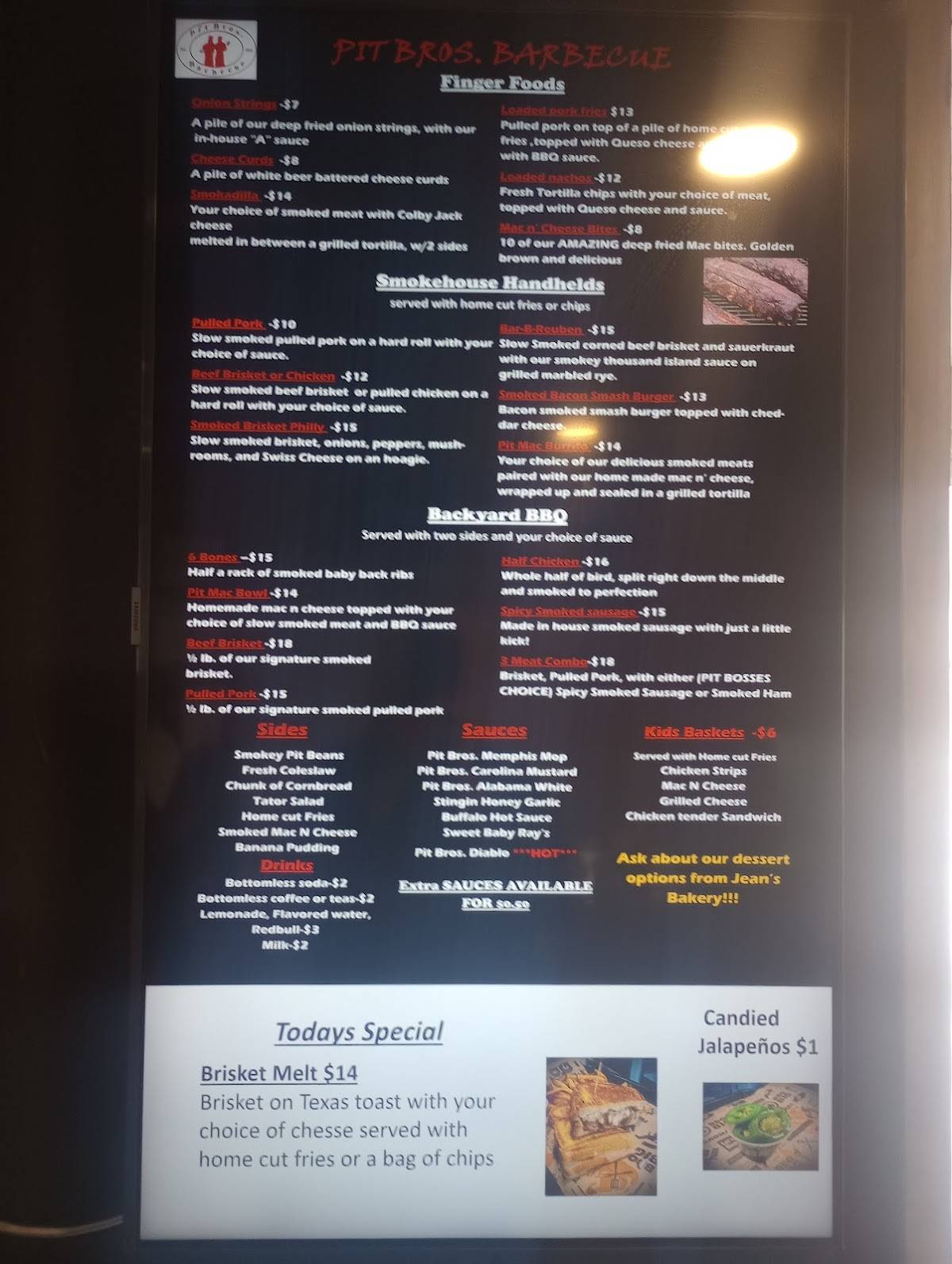 Menu at PIT BROS Barbecue, Menominee