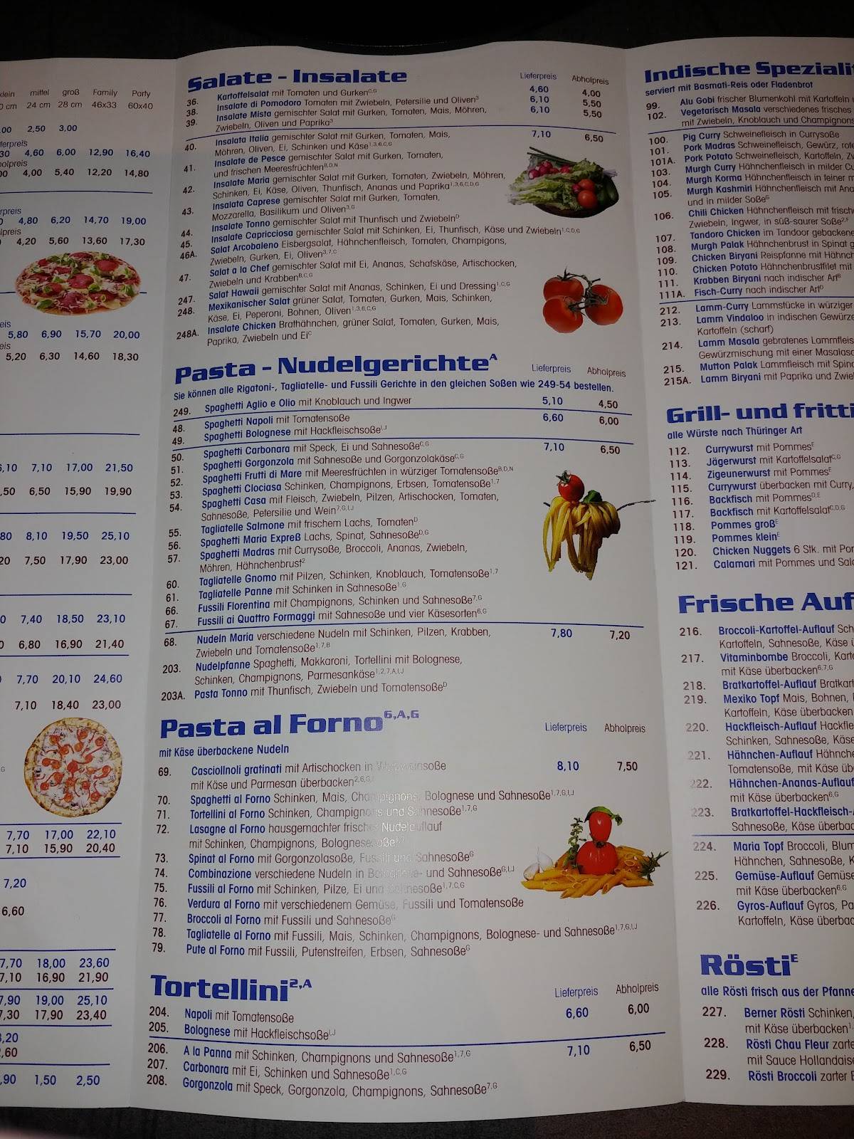 Speisekarte von Pizza Maria Express Mittweida, Mittweida